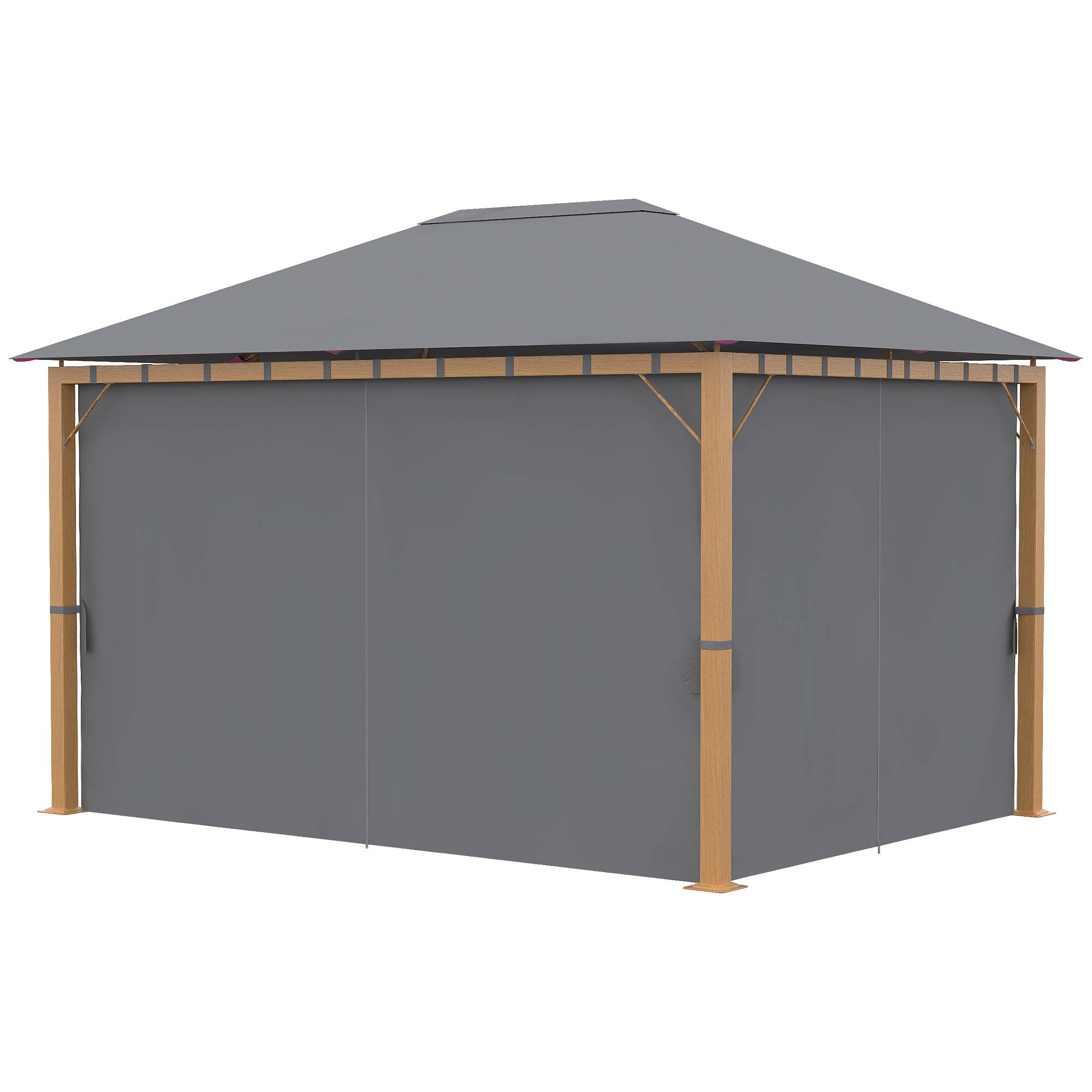 Tonnelle de jardin rectangulaire avec rideaux et toile de toit en ...