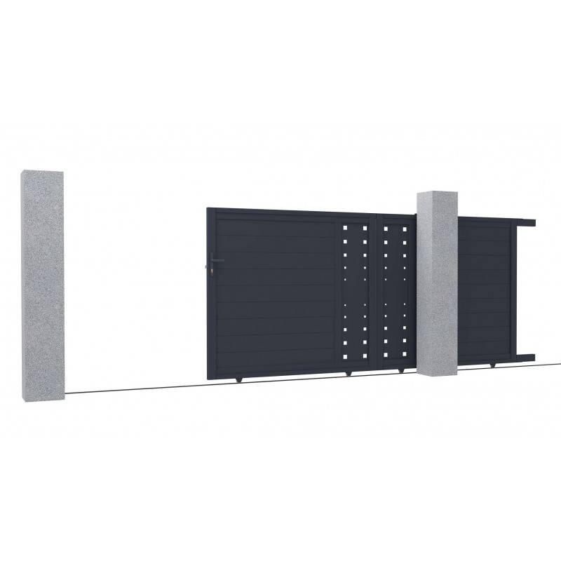 Portail coulissant aluminium 392x158 cm anthracite X-Metal avec ...