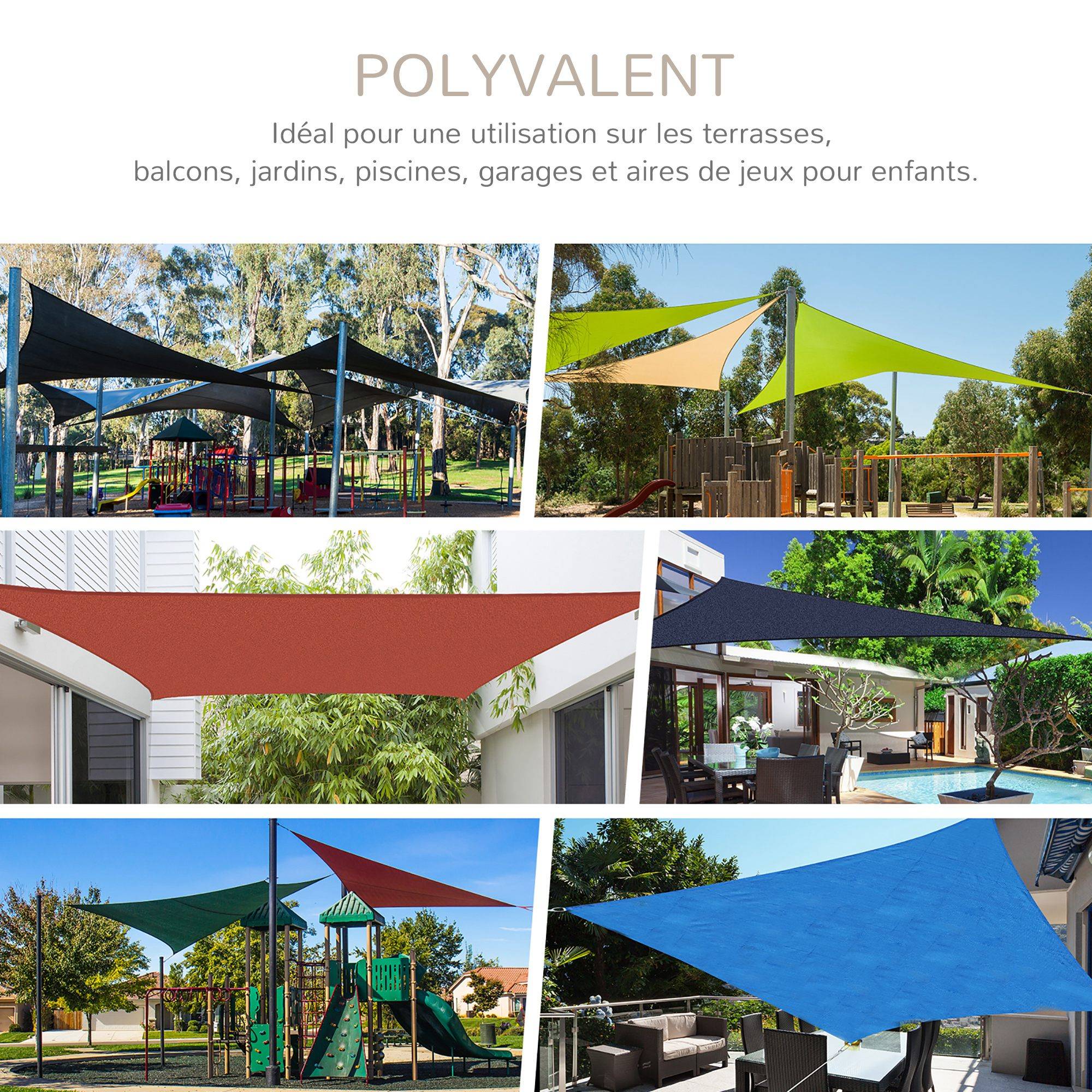 Voile d'ombrage polyéthylène crème 300 x 300 x 300 cm - PANGIVO - Gamm vert