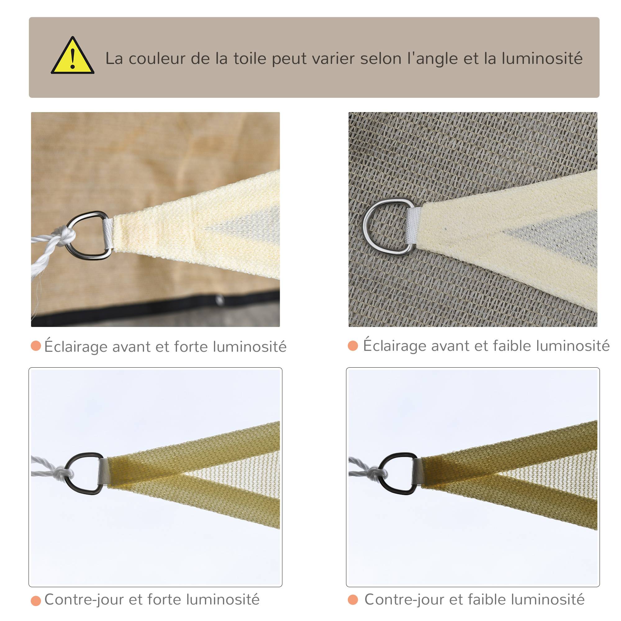 Voile d'ombrage polyéthylène crème 300 x 300 x 300 cm - PANGIVO - Gamm vert