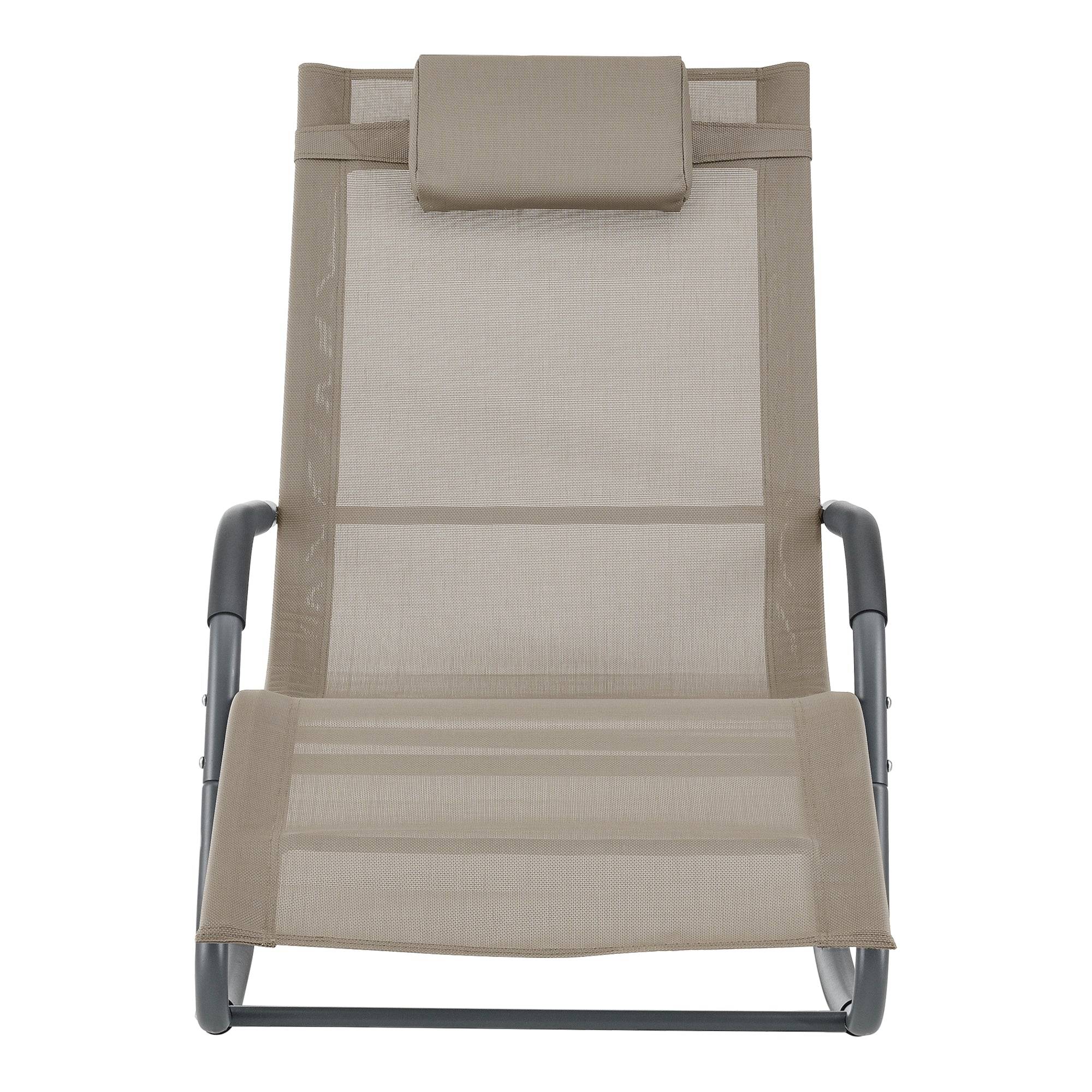 Transat bain de soleil chaise longue à bascule acier textile 147 x 63 x ...