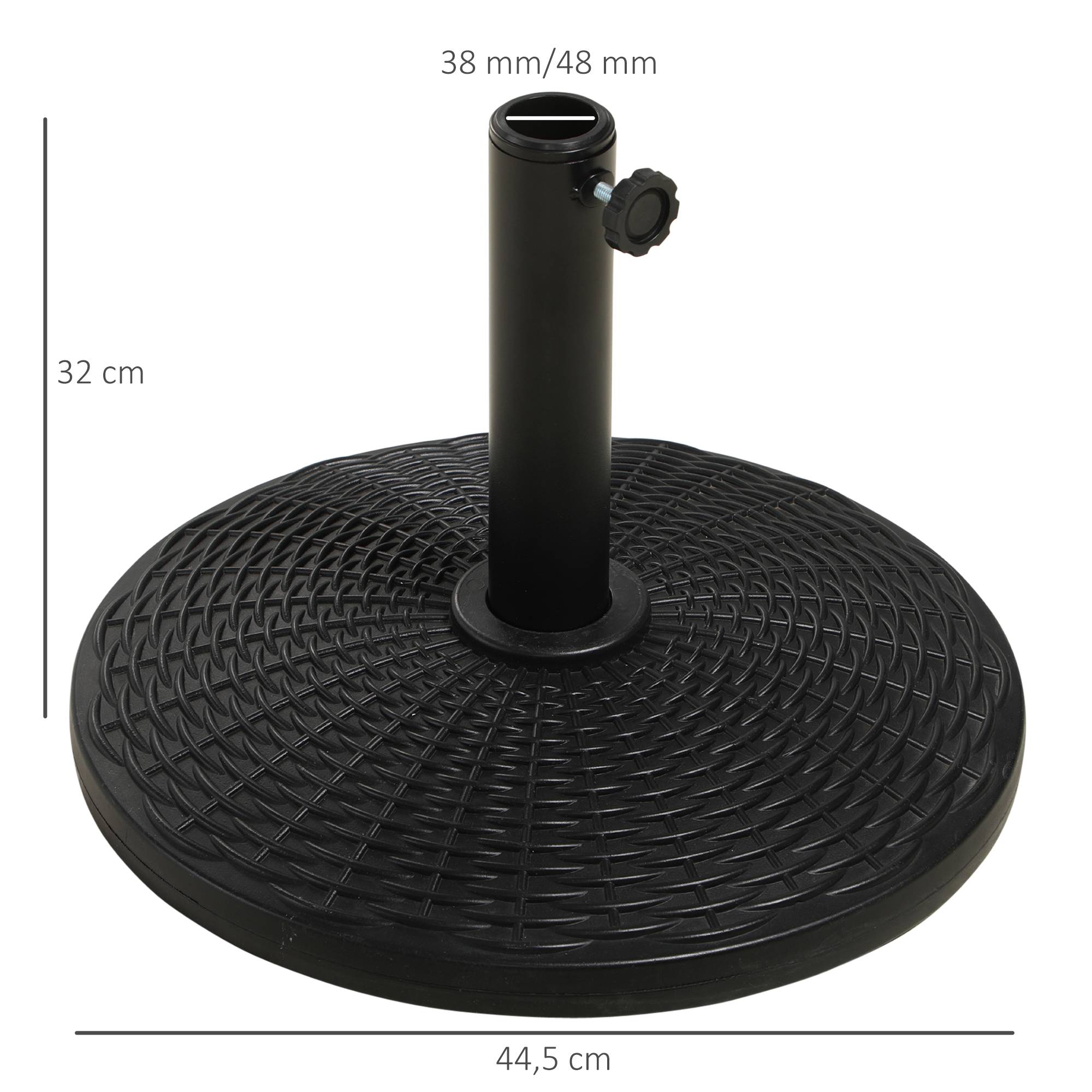 Pied Parasol Rond Plastique Ciment Terrasse Design Rotin 44cm Marron ...
