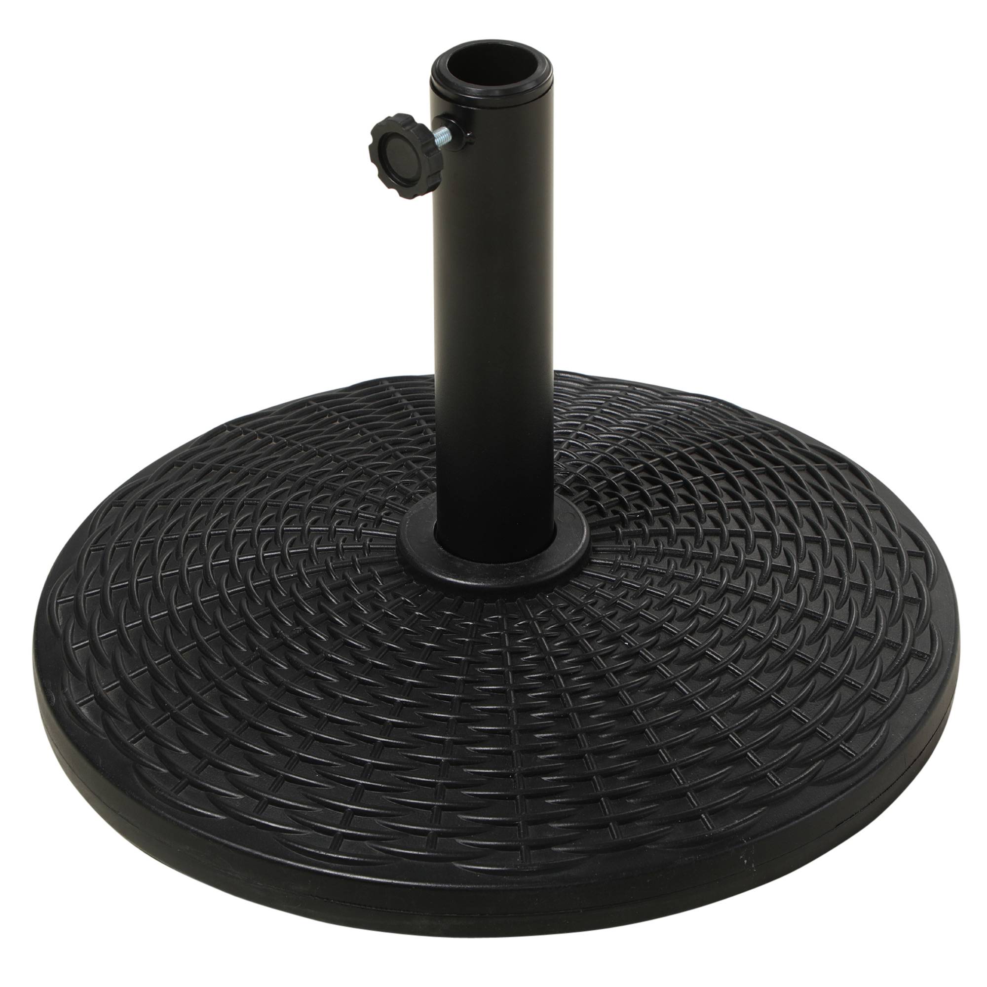 Pied Parasol Rond Plastique Ciment Terrasse Design Rotin 44cm Marron ...