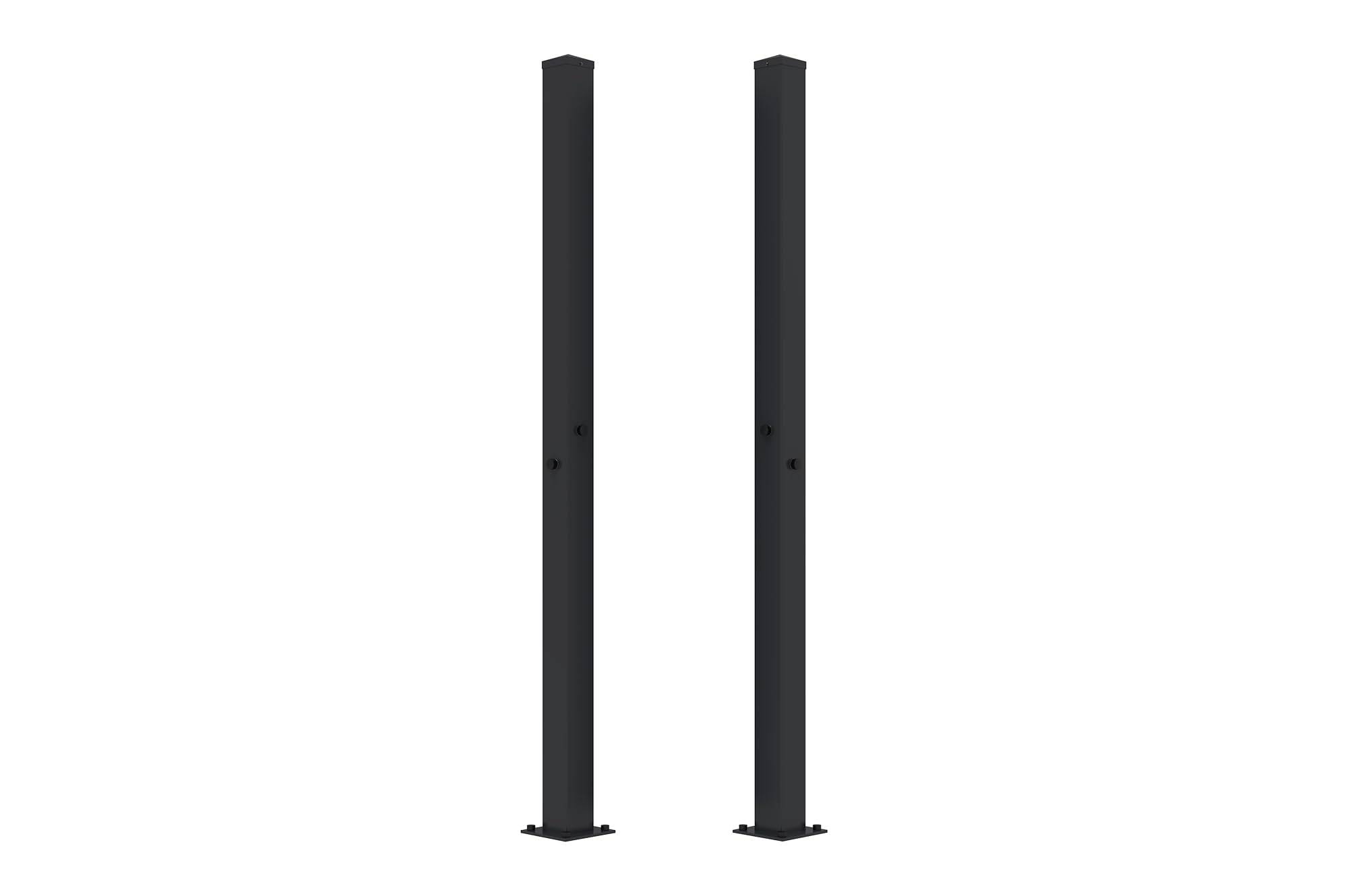 Casanoov Portail battant acier noir mat 3,5 m NALI H.200 cm + 2 poteaux ...