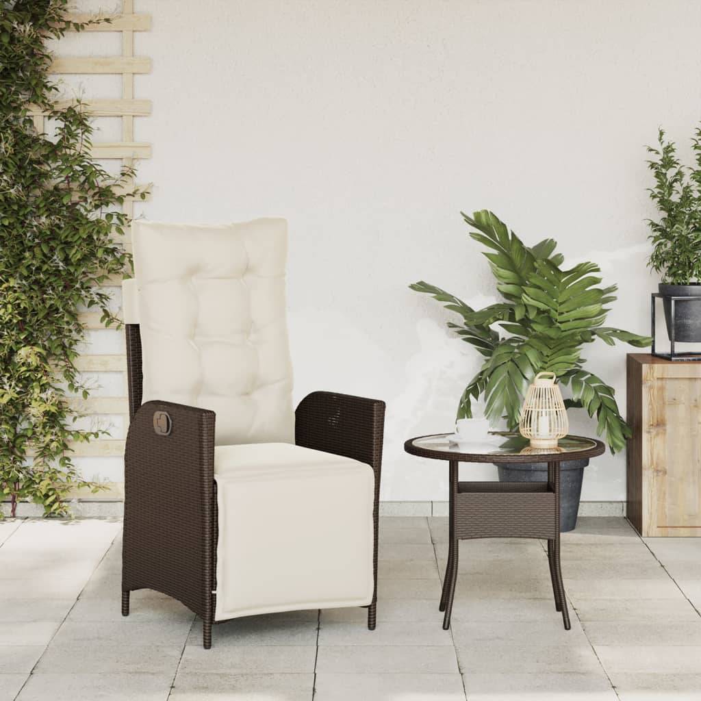 Chaise inclinable de jardin résine tressée marron 57 x 61 x 93 cm ...