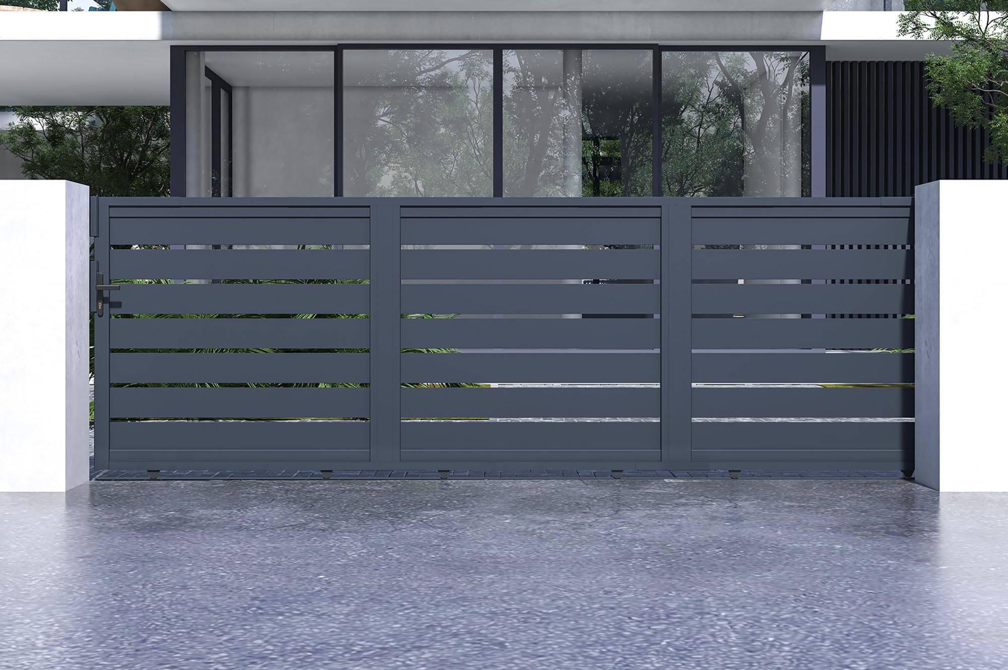 Casanoov Portail coulissant 4,5 m VOGEL H.140 cm + 2 poteaux aluminium ...