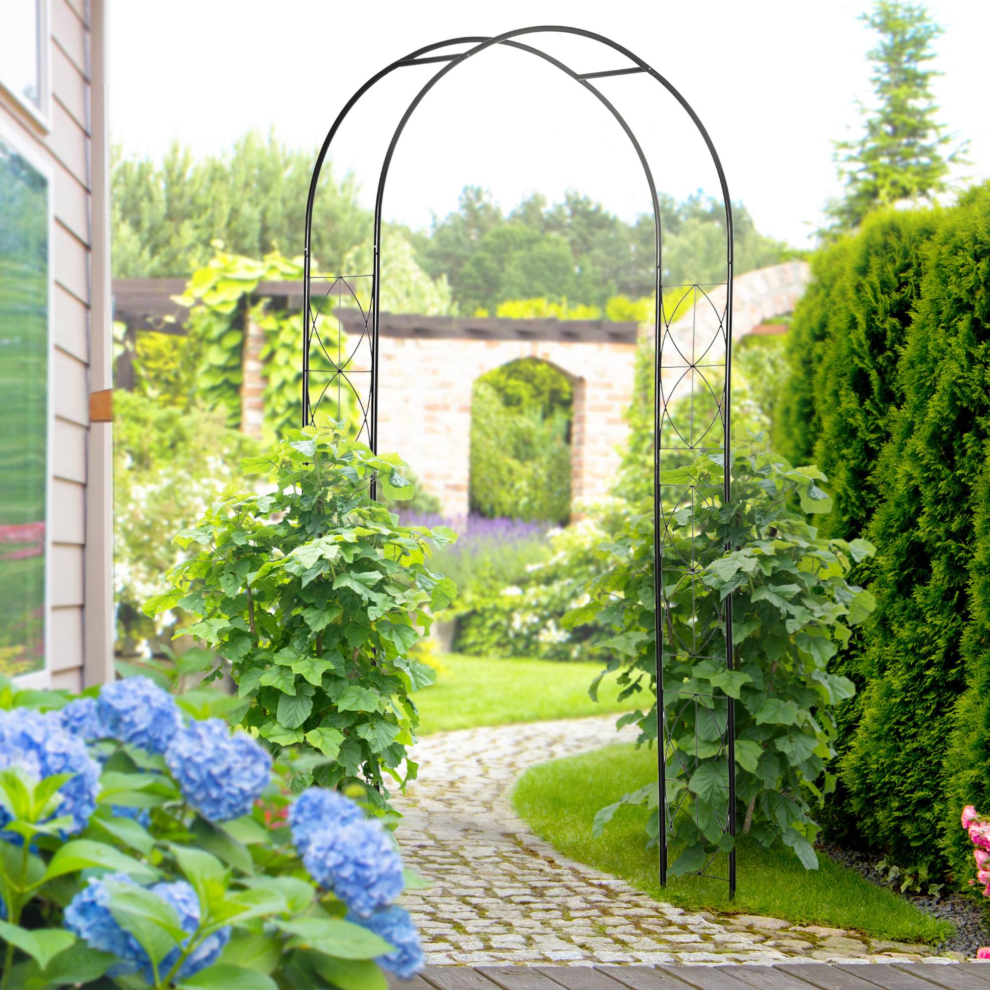 Arche de jardin métal noir 114 x 30 x 230 cm - PANGIVO - Gamm vert