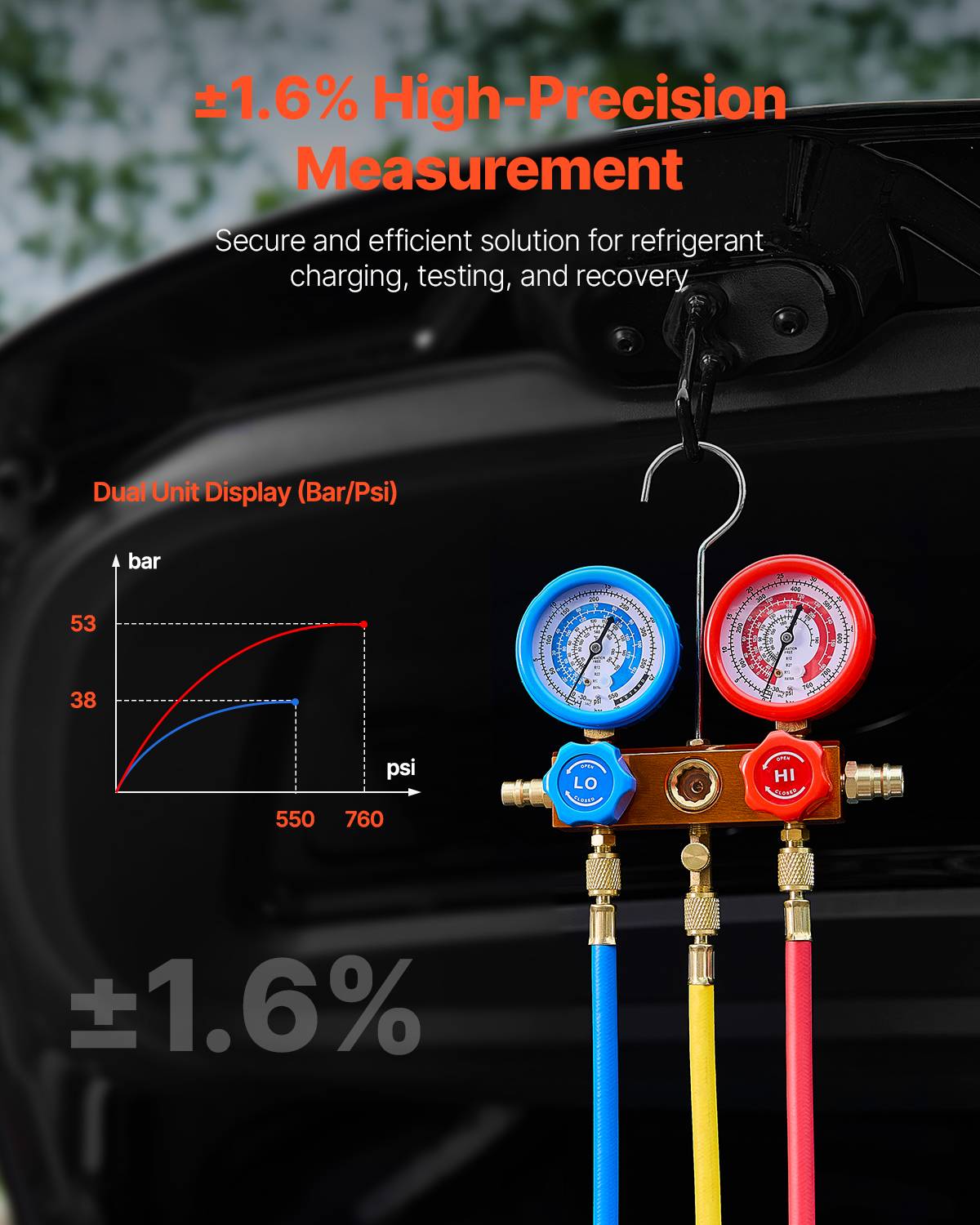 Pompe à vide climatisation 127 L/min mono-étage, kit jauges collecteur ...