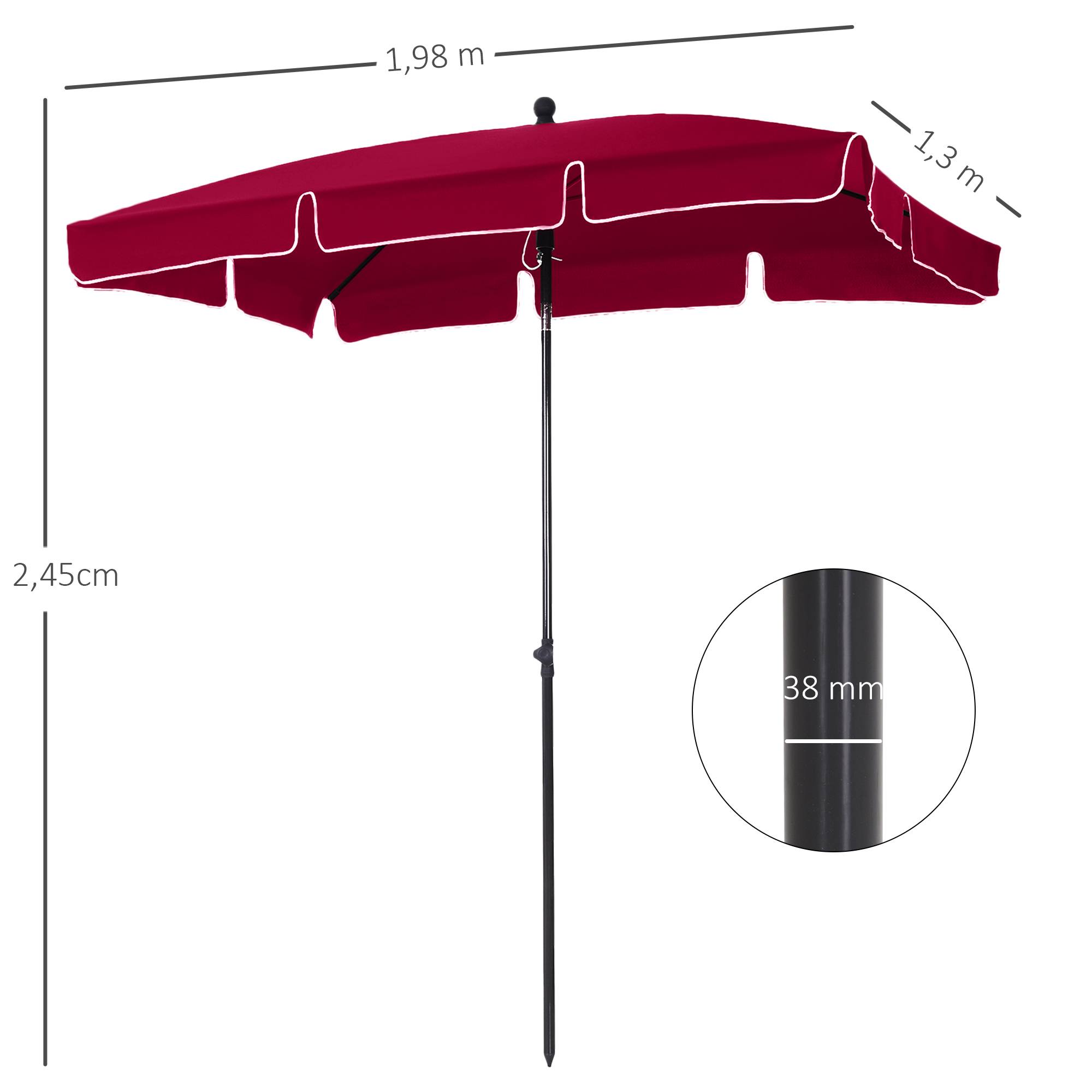 Parasol de jardin Aluminium Rouge 198x130x245 cm - Gamm vert
