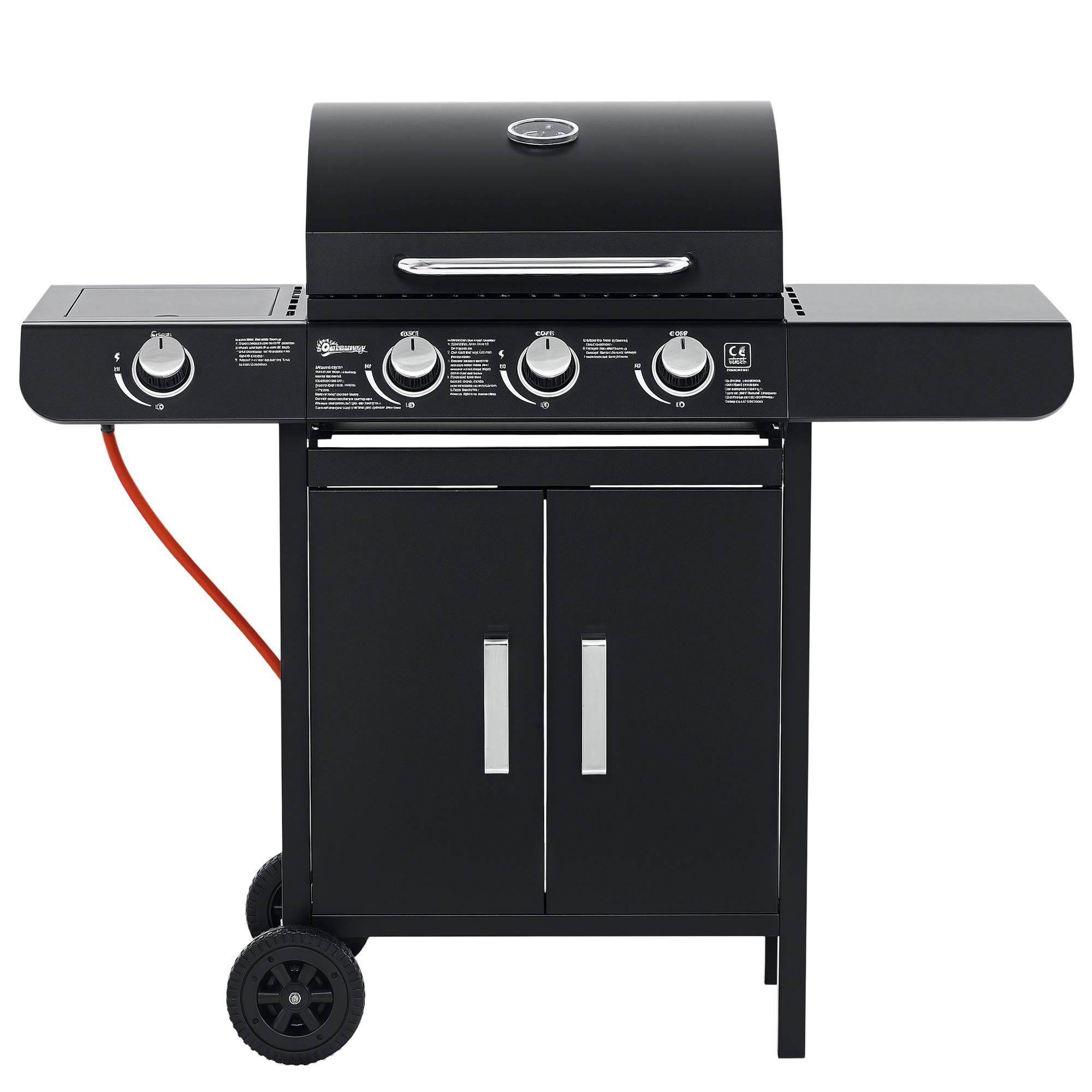 Barbecue à gaz acier inoxydable noir 110 x 50 x 100 cm - PANGIVO - Gamm ...