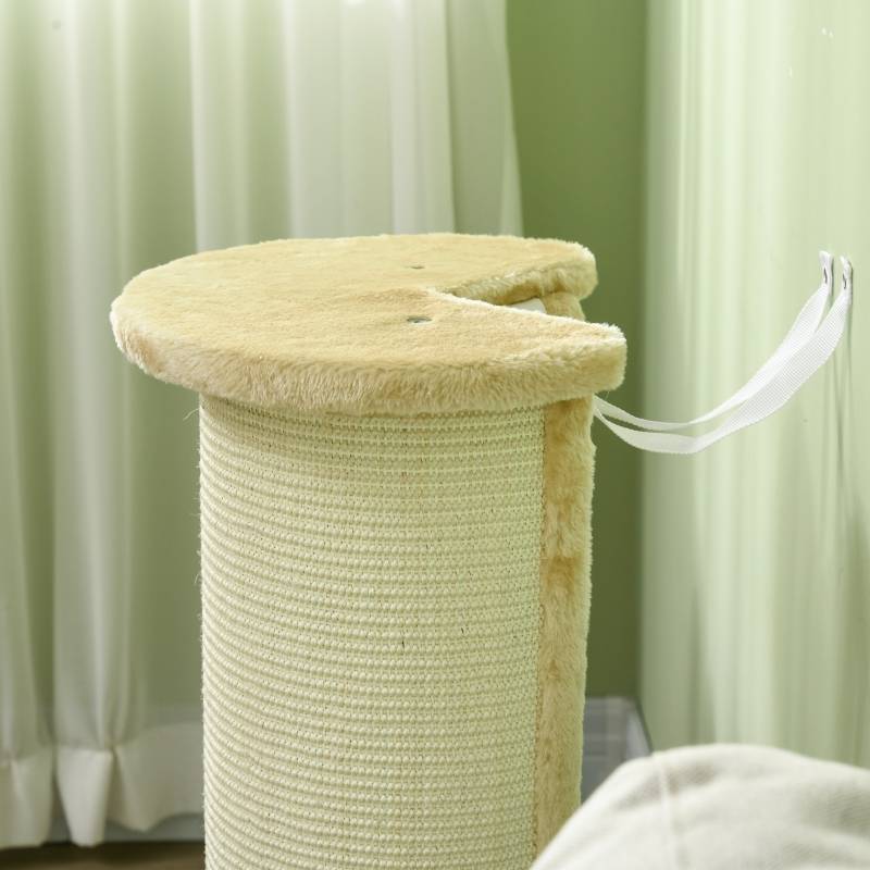 Poteau à griffer angle intérieur 35 x 35 x 85 cm bois sisal blanc crème ...