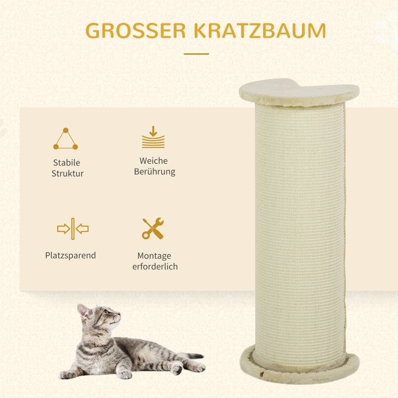 Poteau à griffer angle intérieur 35 x 35 x 85 cm bois sisal blanc crème ...