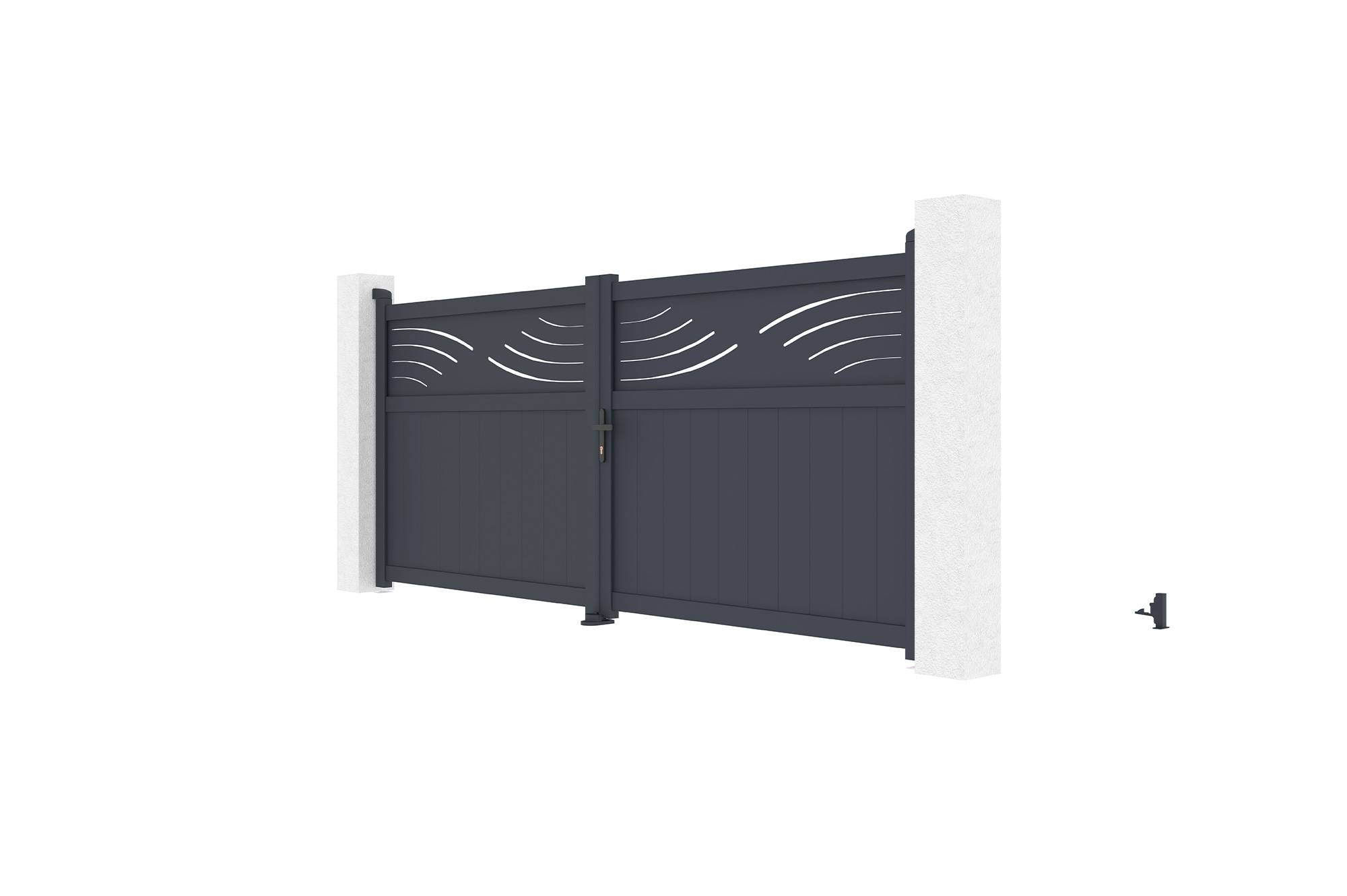 Casanoov Portail battant 3,4 m HALTI H.140 cm alu + motorisation BUNKER ...