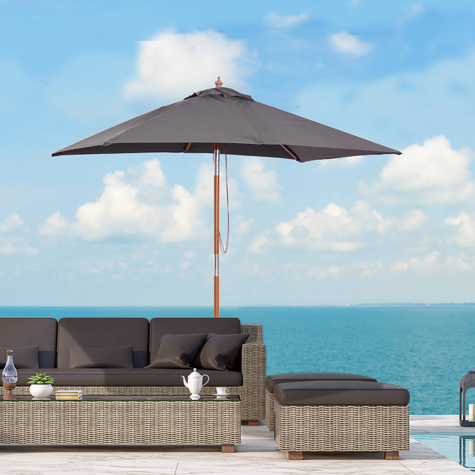 Parasol de jardin Bois Gris foncé 200x150x235 cm - Gamm vert