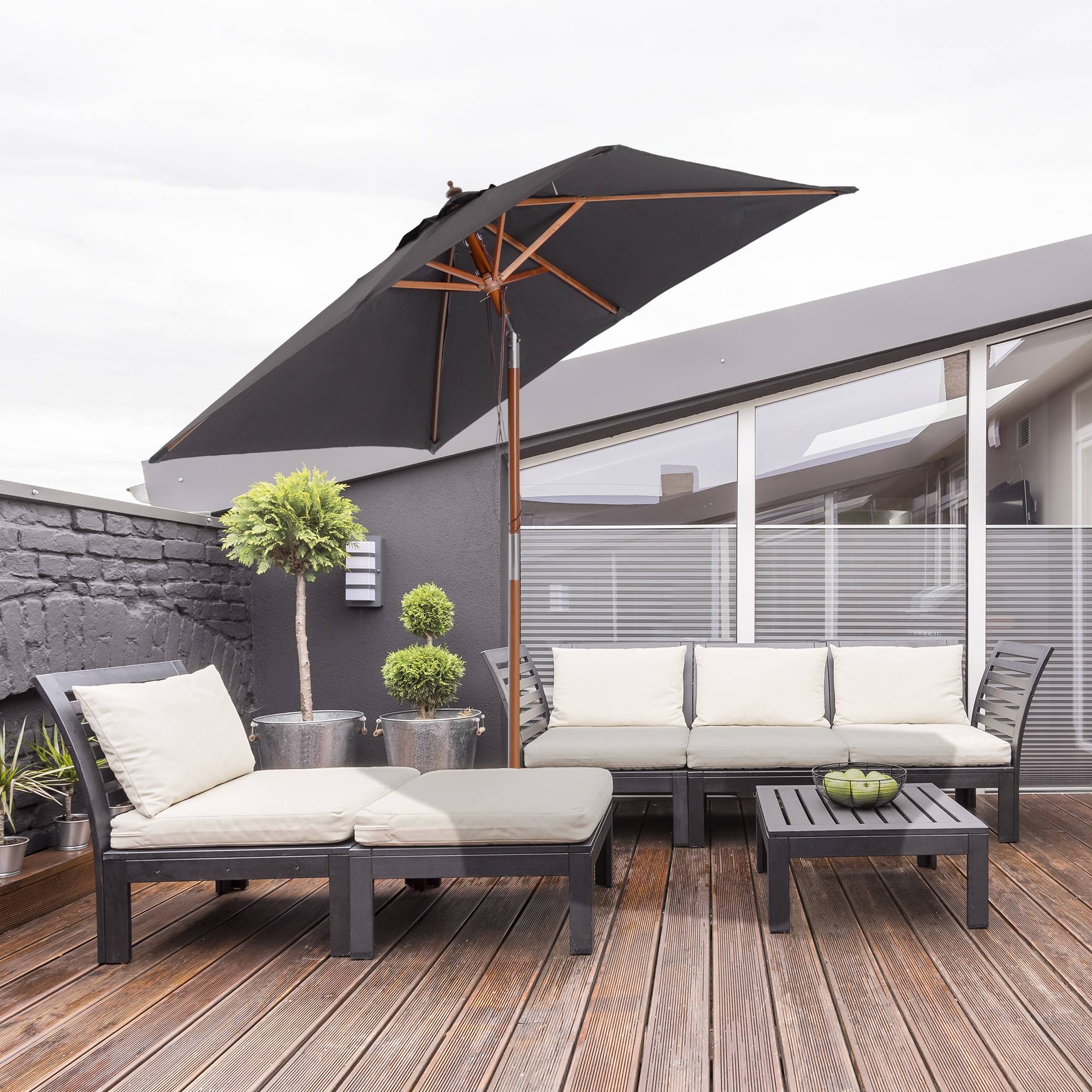 Parasol de jardin Bois Gris foncé 200x150x235 cm - Gamm vert