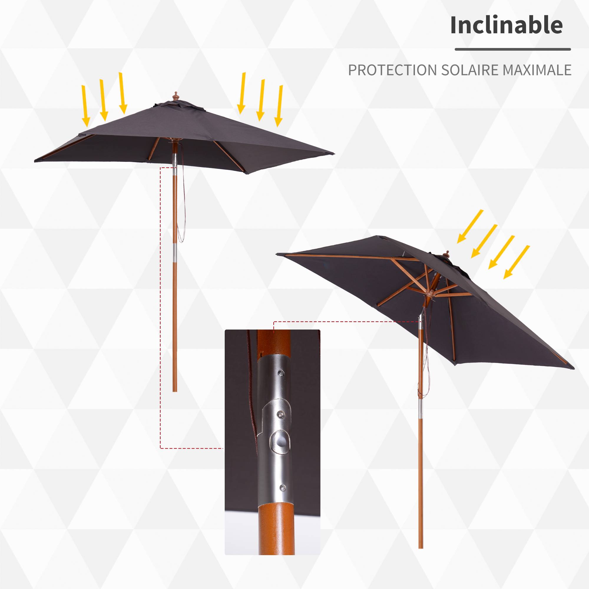 Parasol de jardin Bois Gris foncé 200x150x235 cm - Gamm vert