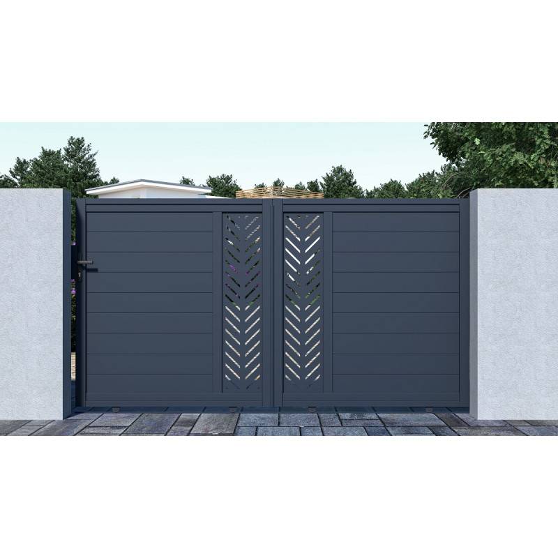 Portail coulissant aluminium 392x173 cm anthracite X-Metal Fancy Grow ...