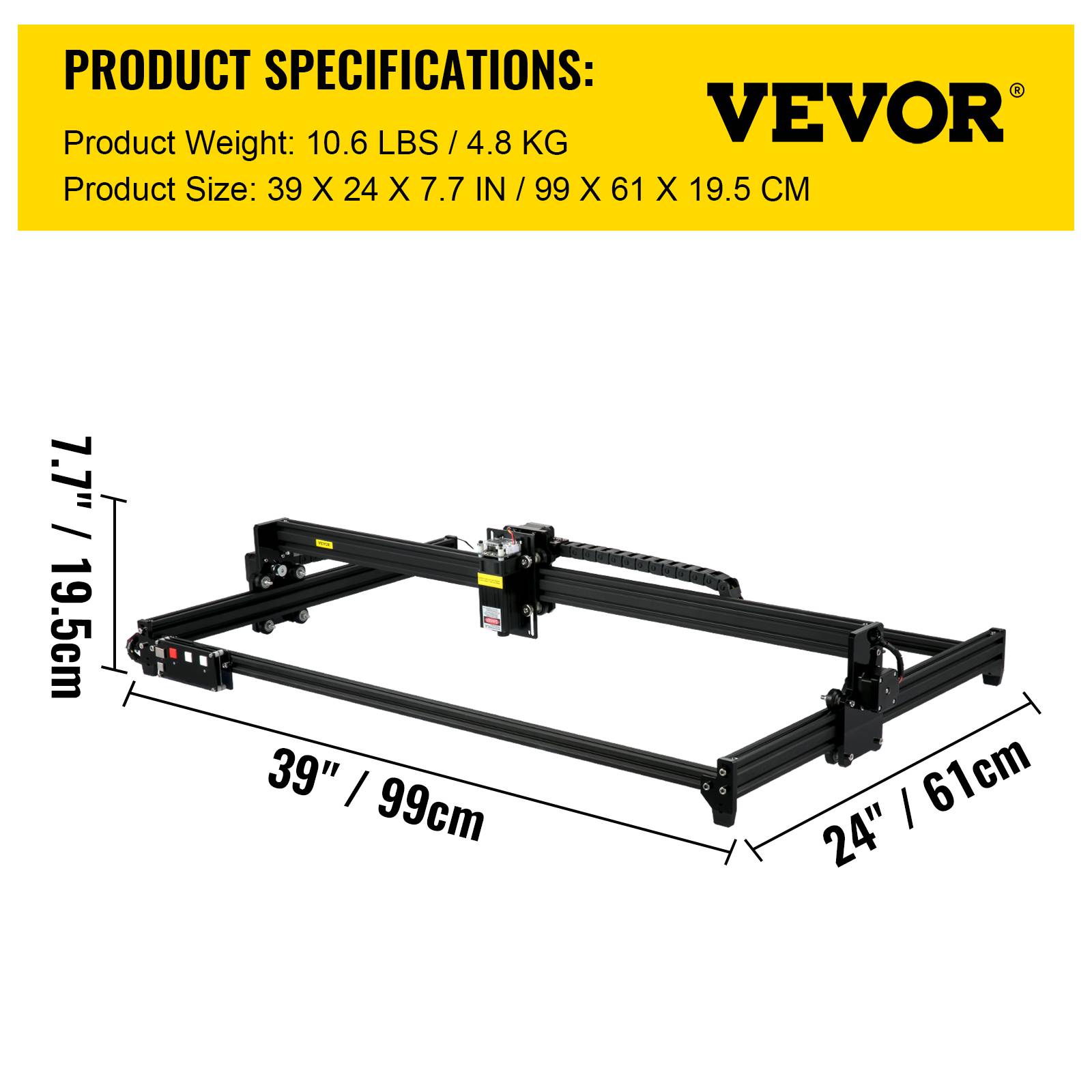 VEVOR Graveur laser mini CNC 6 W, zone gravure 460x810 mm. Haute ...