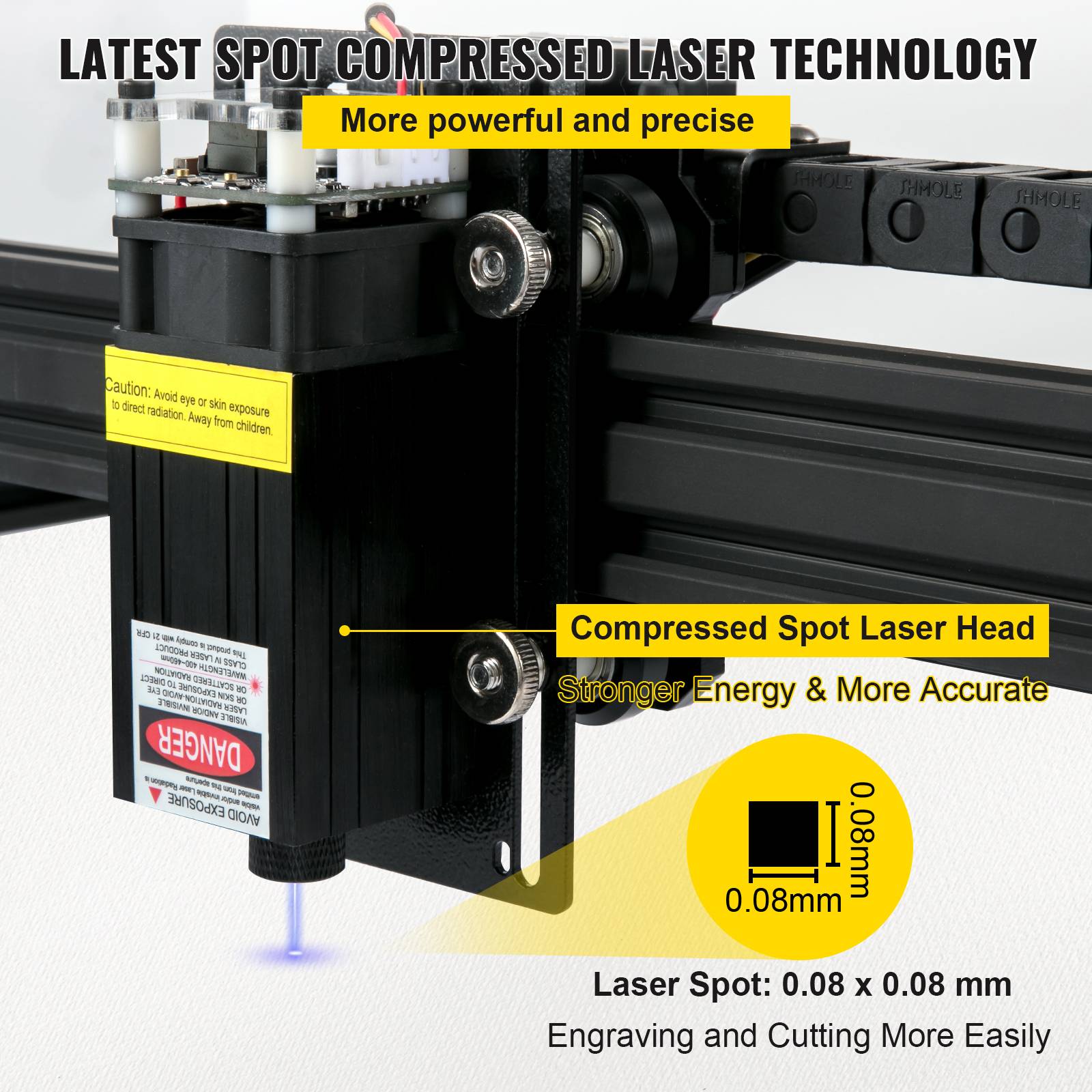 VEVOR Graveur laser mini CNC 6 W, zone gravure 460x810 mm. Haute ...