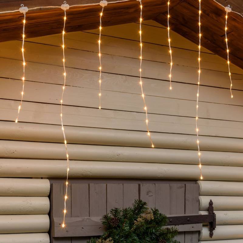 Guirlande stalactites chute de neige 3m H80cm 220 LED gouttes ambré ...