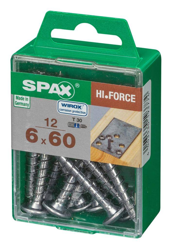 Lot de 12 vis acier tête fraisée bombée torx SPAX, Diam.6 mm x L.60 mm ...