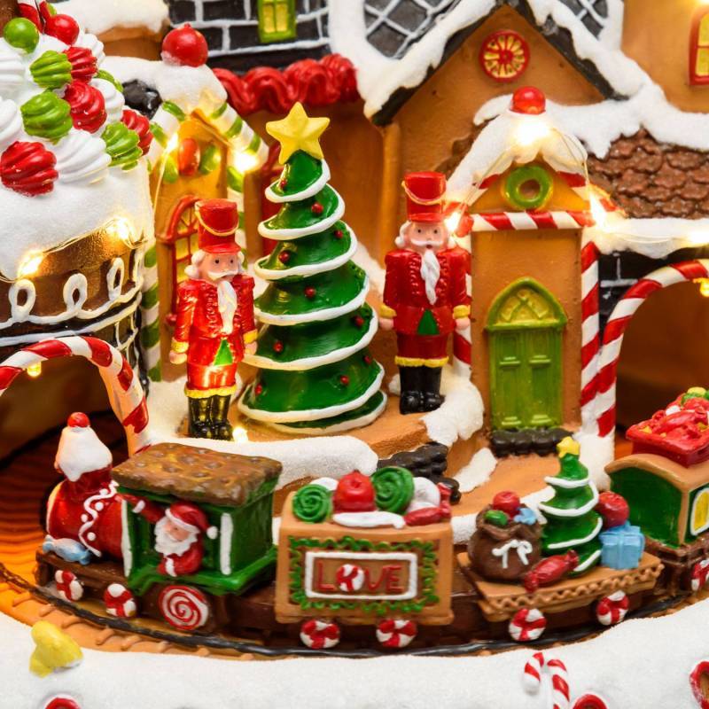 Village de Noël lumineux animé CANDY avec petit trans en mouvement et ...