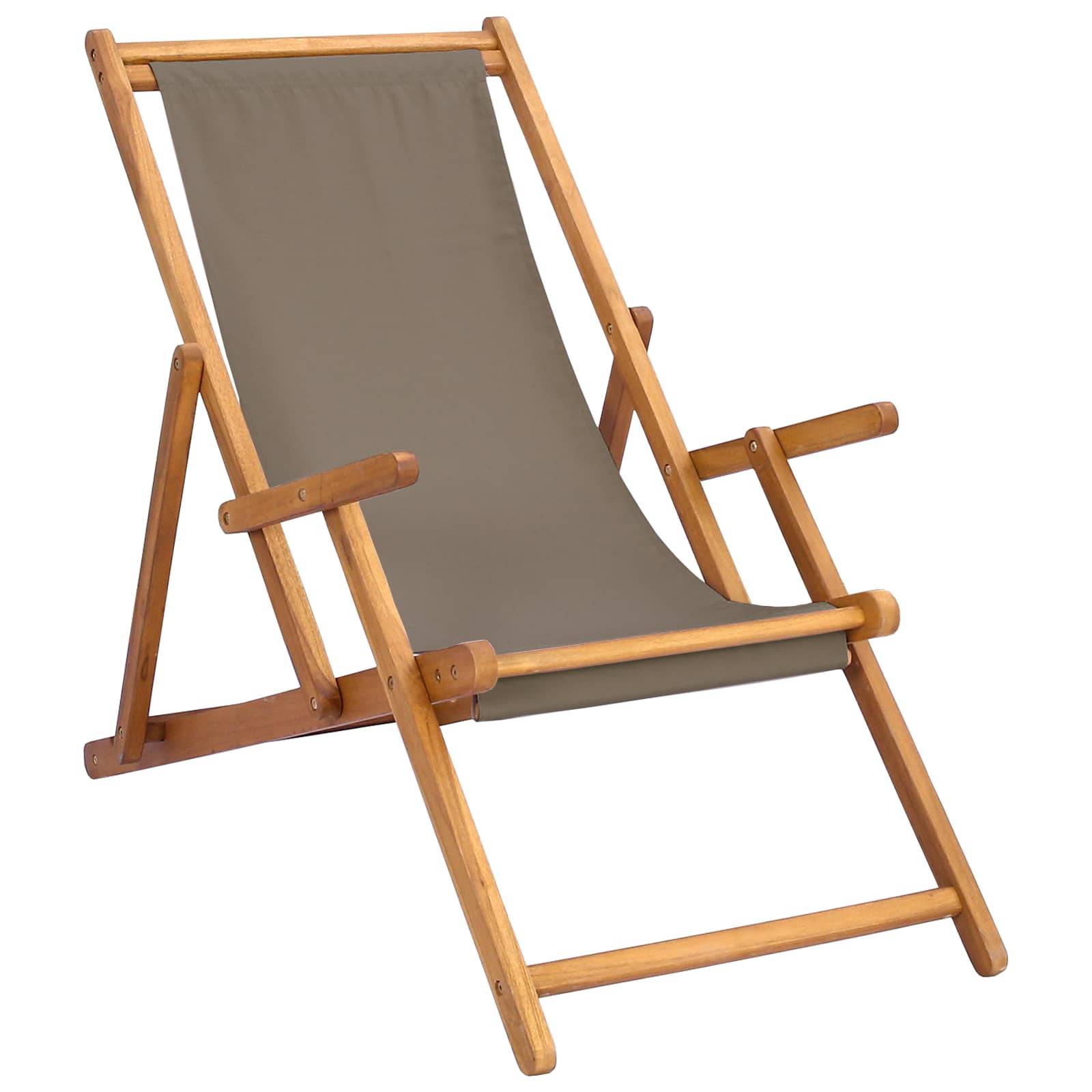Chaise de plage bois de teck taupe 107 x 61 x 96 cm, Poids:7.48kg ...