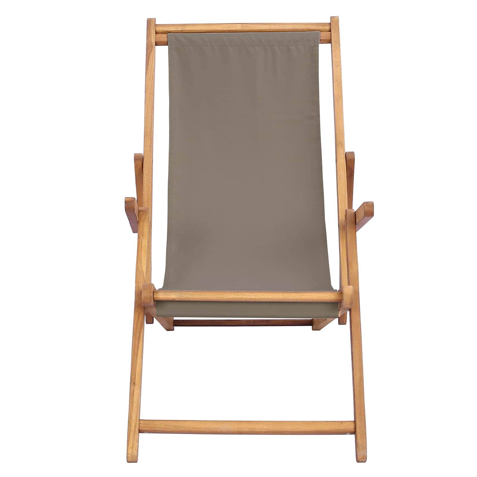Chaise de plage bois de teck taupe 107 x 61 x 96 cm, Poids:7.48kg ...