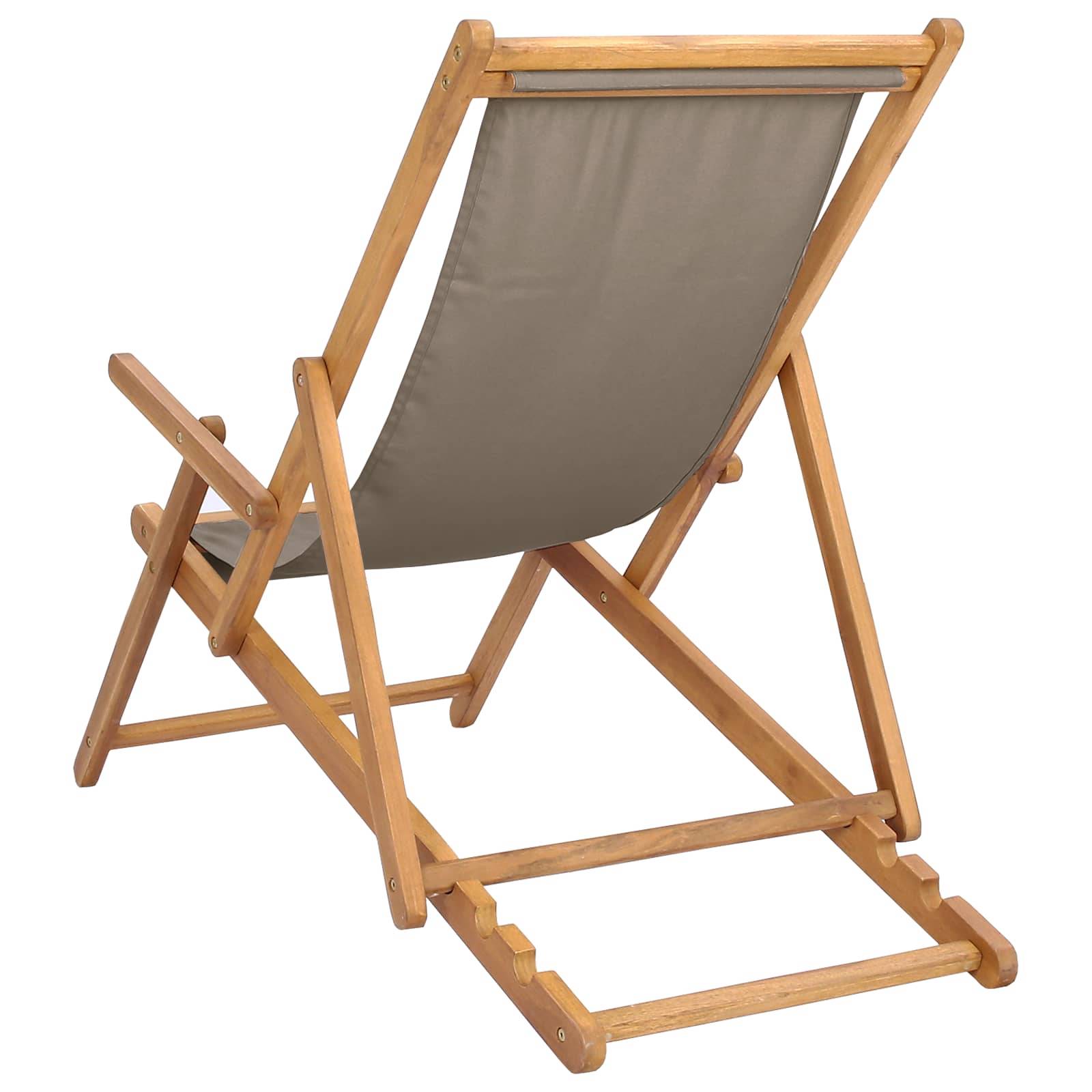 Chaise de plage bois de teck taupe 107 x 61 x 96 cm, Poids:7.48kg ...