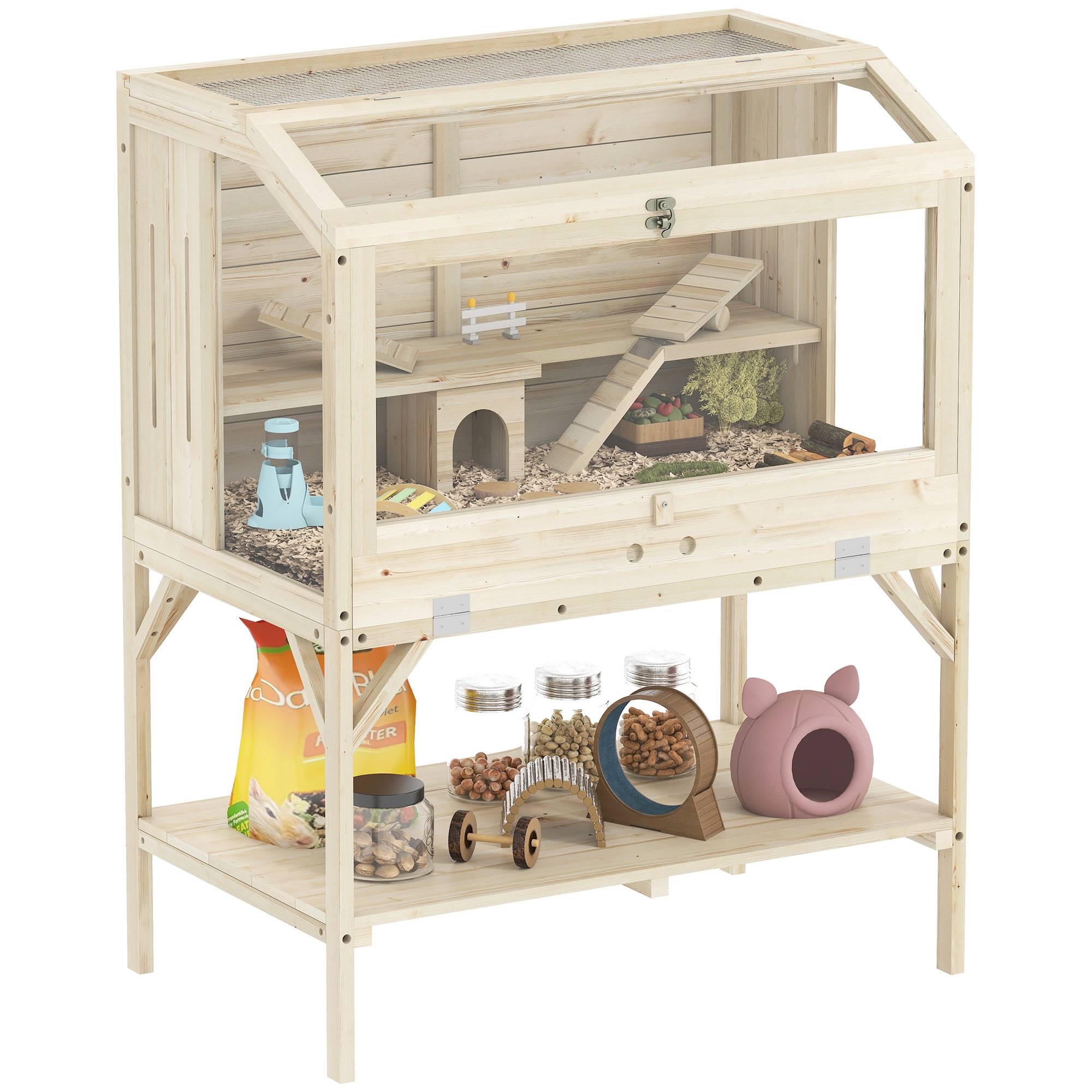 Cage hamster bois naturel 84 x 53 x 110 cm - PANGIVO - Gamm vert
