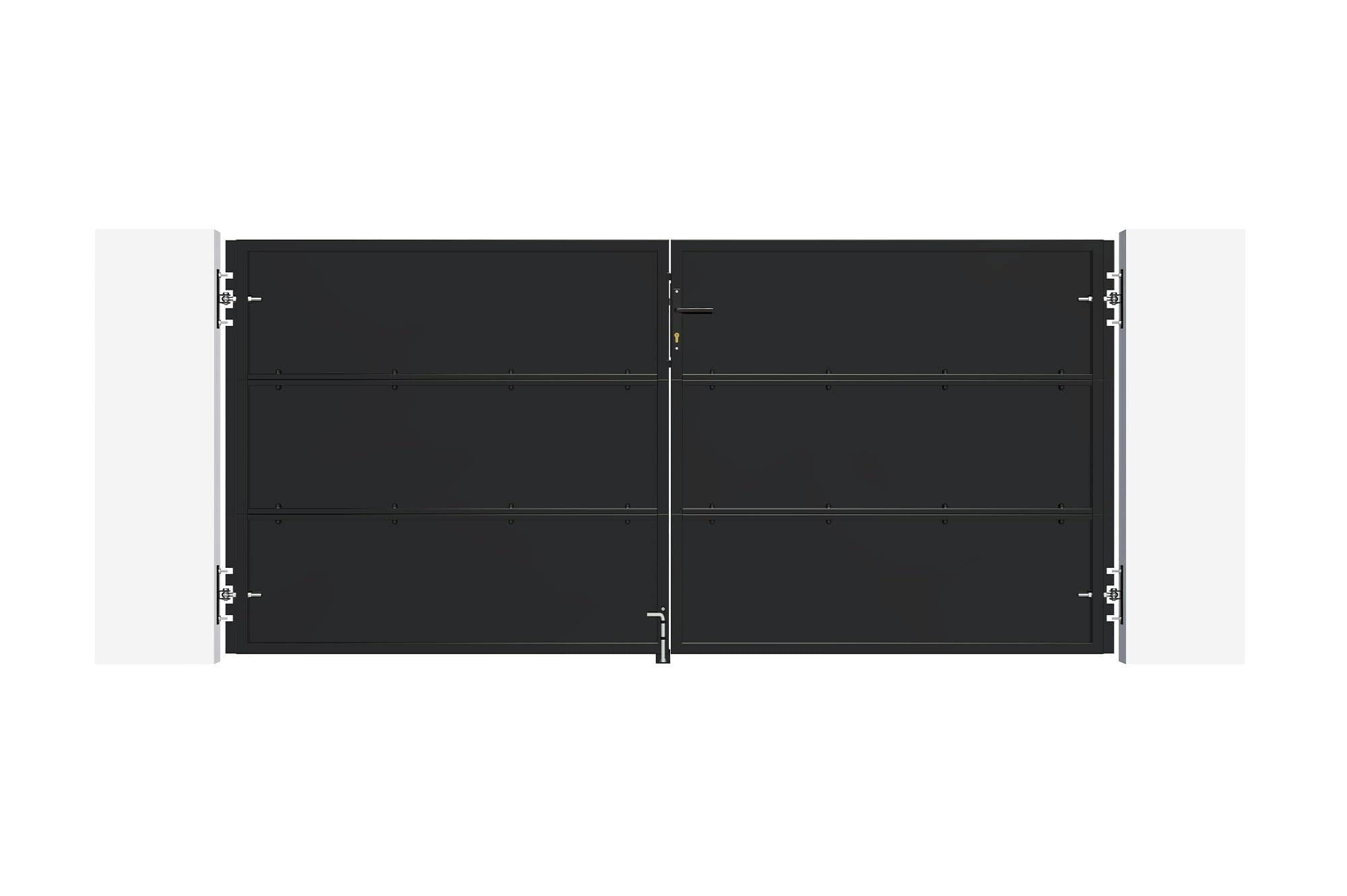 Casanoov Portail battant acier noir mat 3 m NALI H.140 cm + 2 poteaux ...