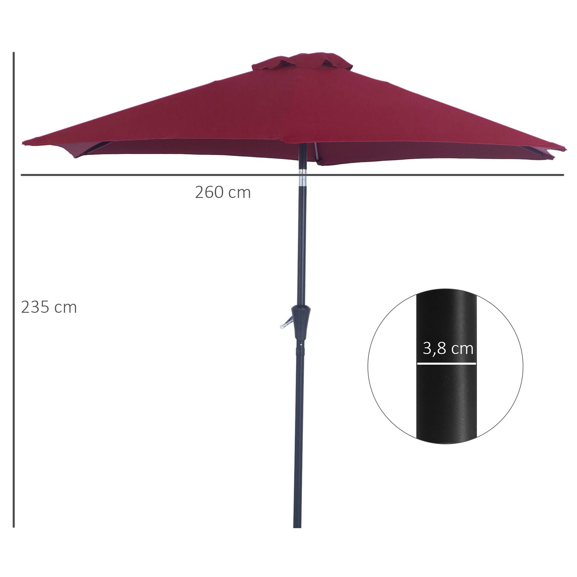Parasol de jardin Métal Rouge vineux 260x260x235 cm - Gamm vert