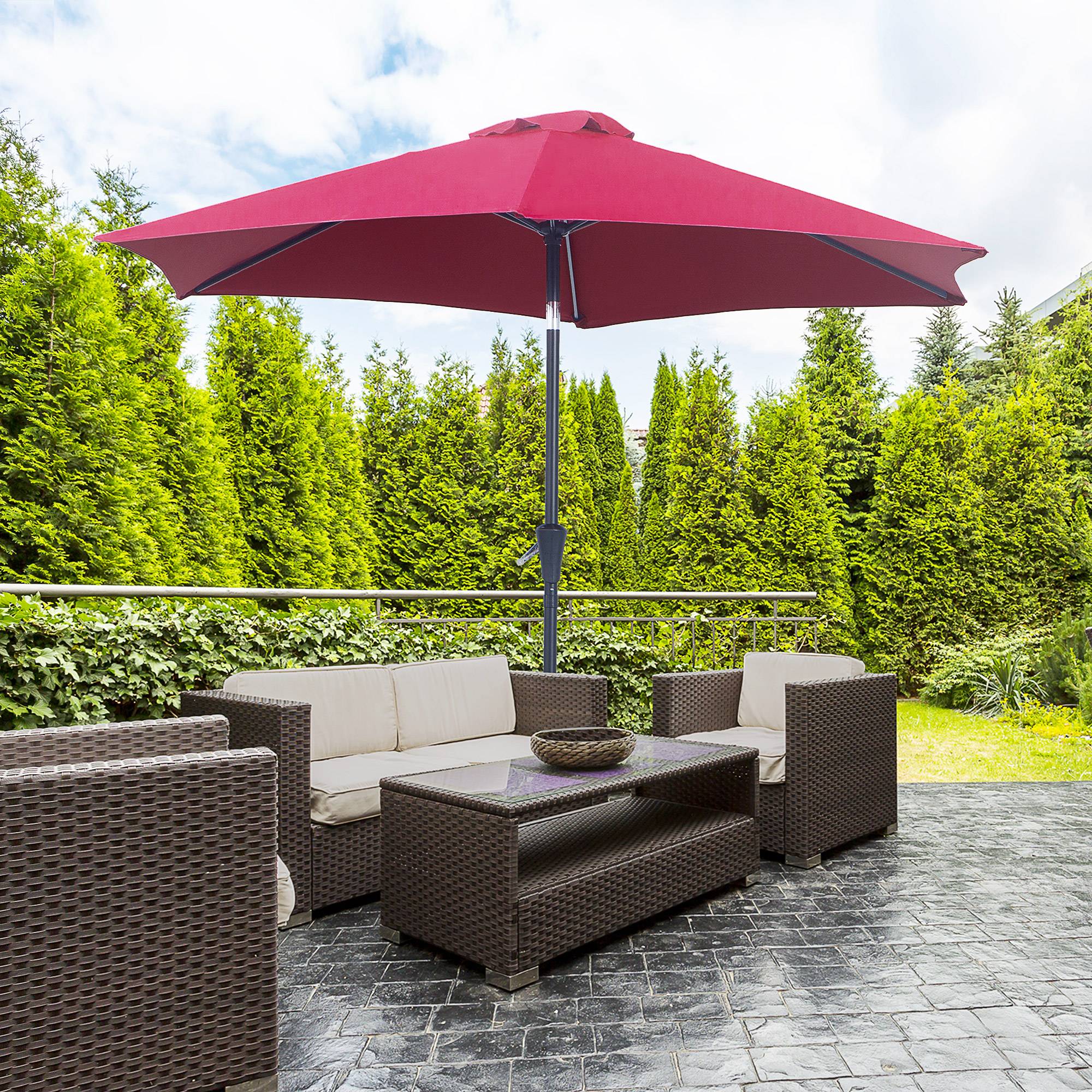 Parasol de jardin Métal Rouge vineux 260x260x235 cm - Gamm vert