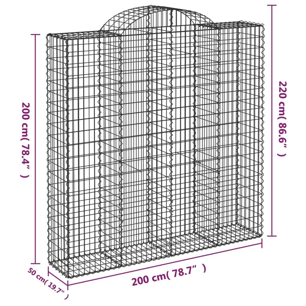 Paniers à gabions arqués 2 pcs | Mur en gabion 200x50x200/220 cm Fer ...