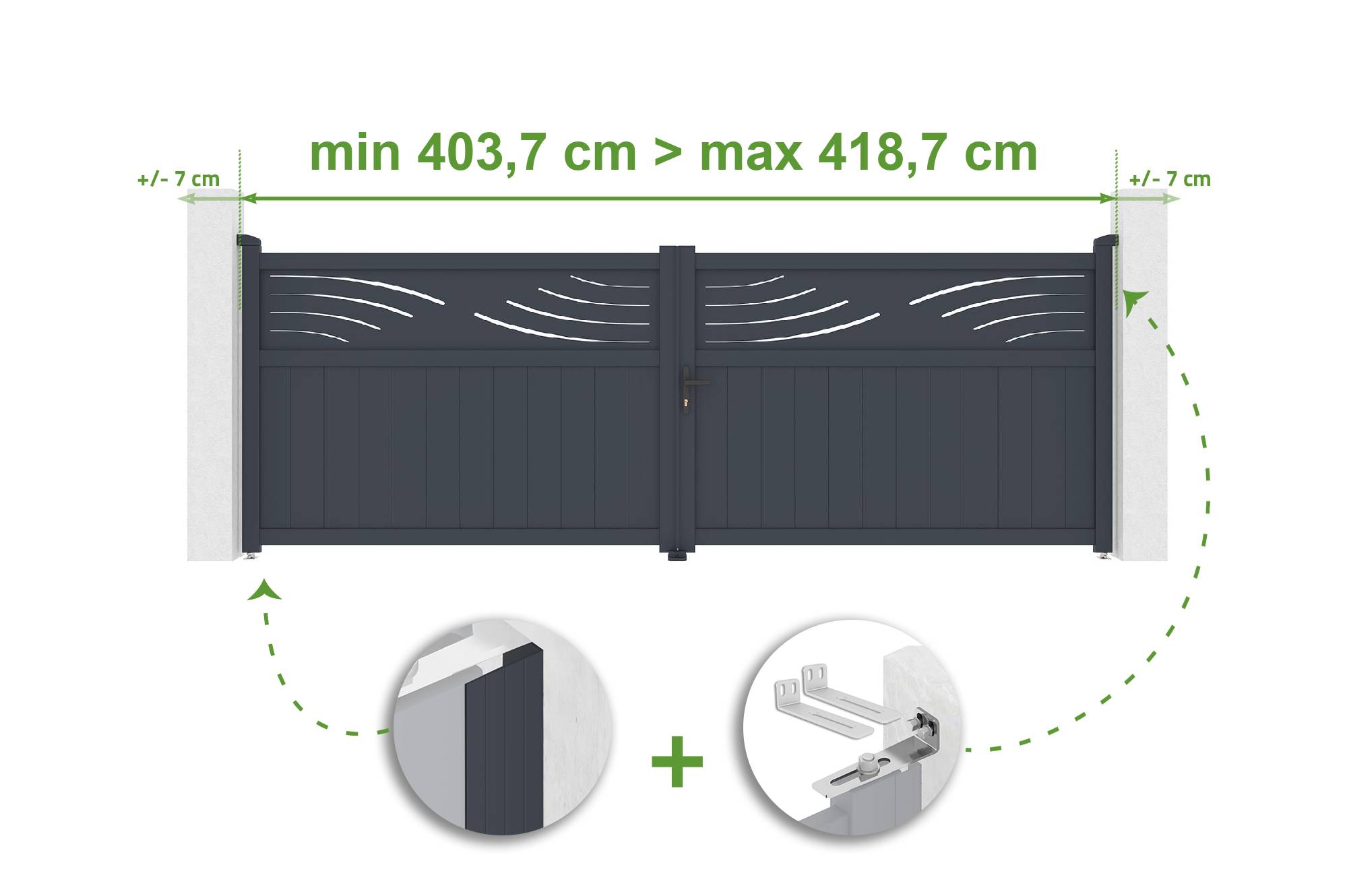Portail battant ajustable en largeur 4 m HALTI H.140 cm alu gris - Gamm ...