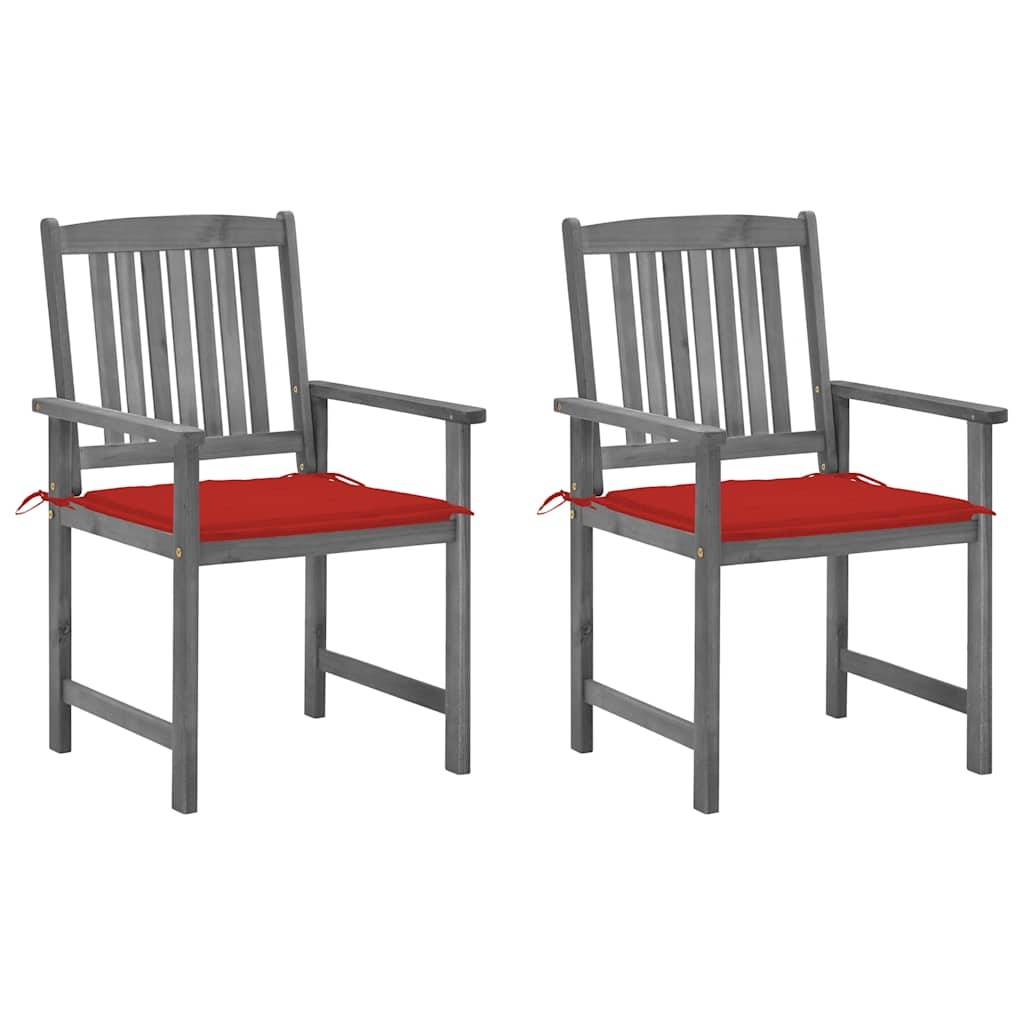 Chaises de jardin bois acacia gris et rouge 61 x 57 x 92 cm - PANGIVO ...