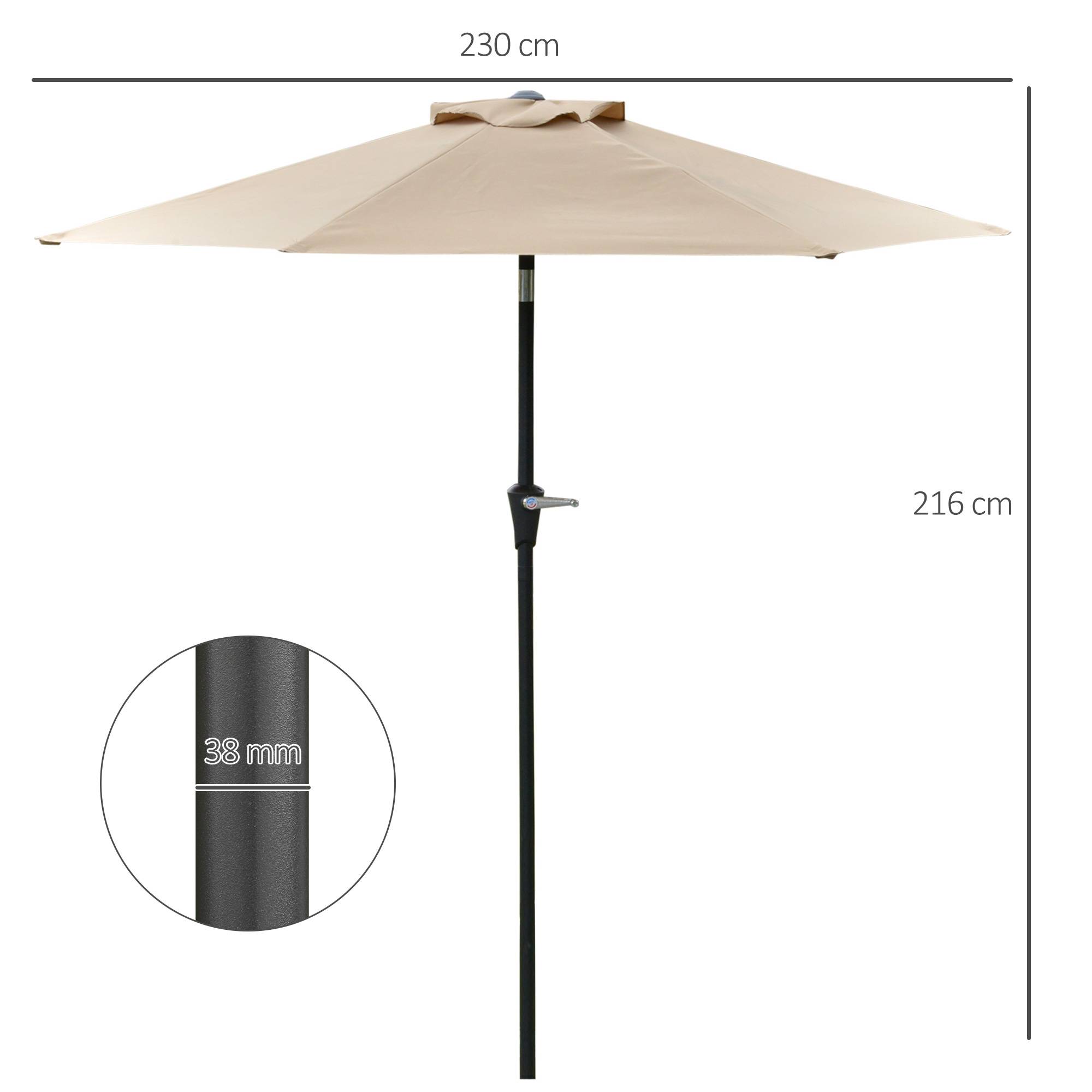 Parasol de jardin Métal Beige 230x230x216 cm - Gamm vert