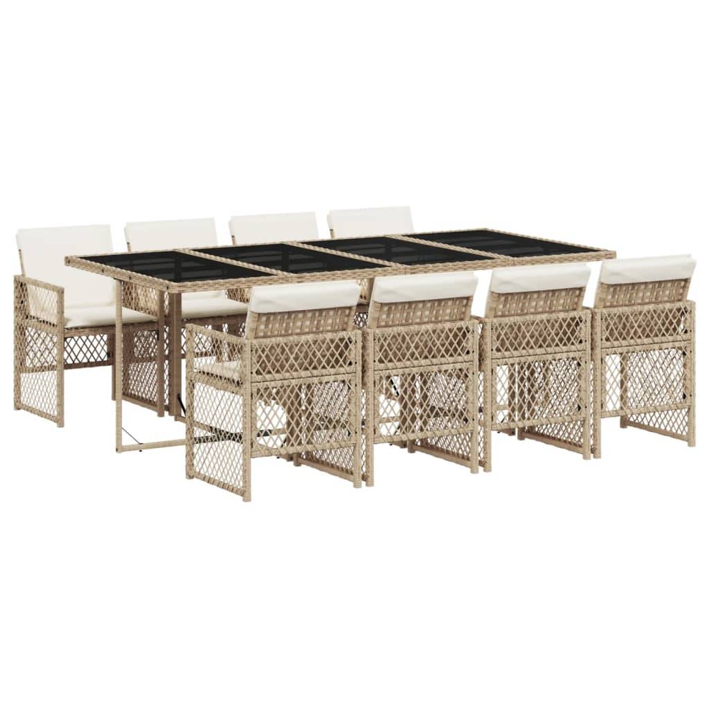 Ensemble Repas Extérieur 8 Personnes Beige, Grande Table 220cm en Verre ...