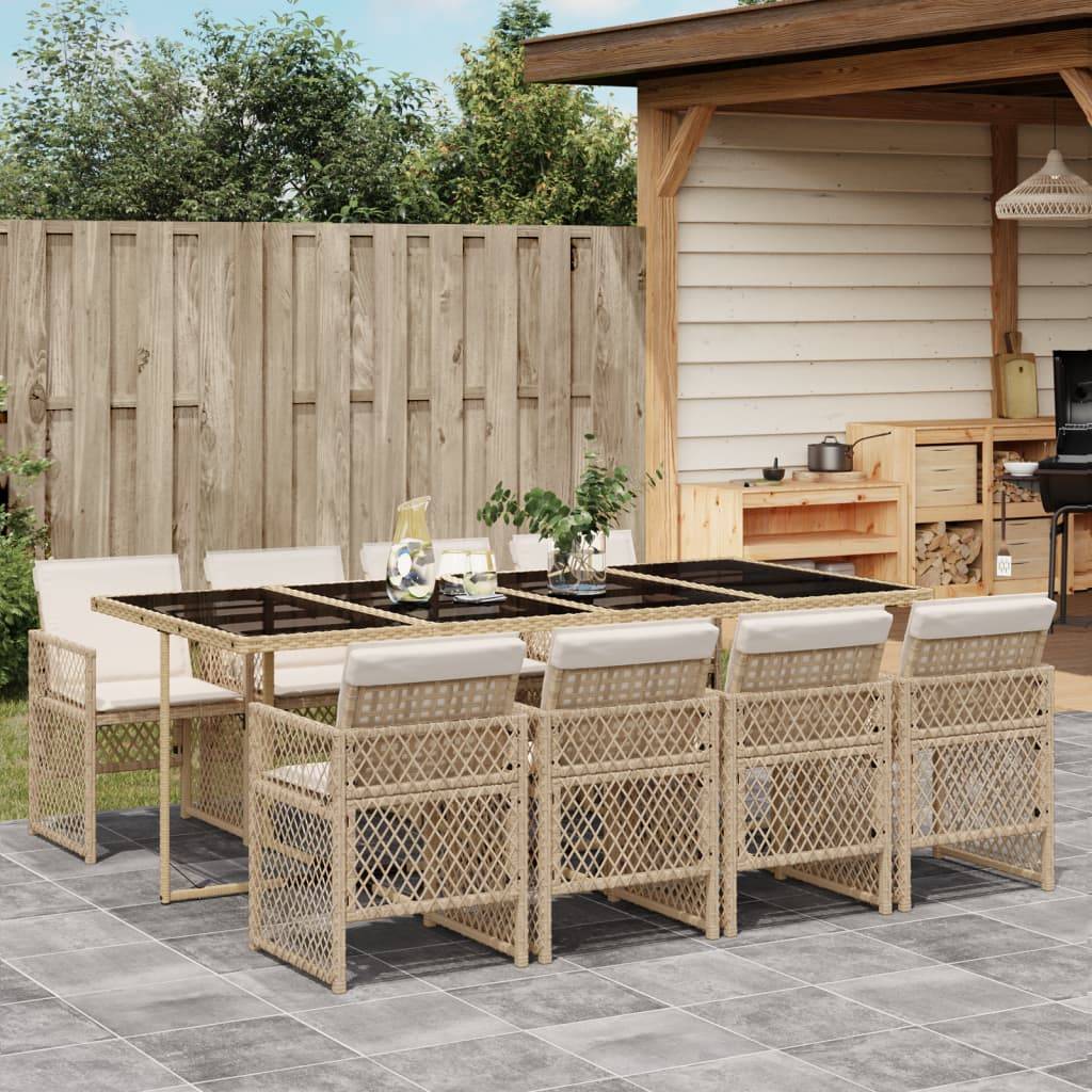 Ensemble Repas Extérieur 8 Personnes Beige, Grande Table 220cm en Verre ...