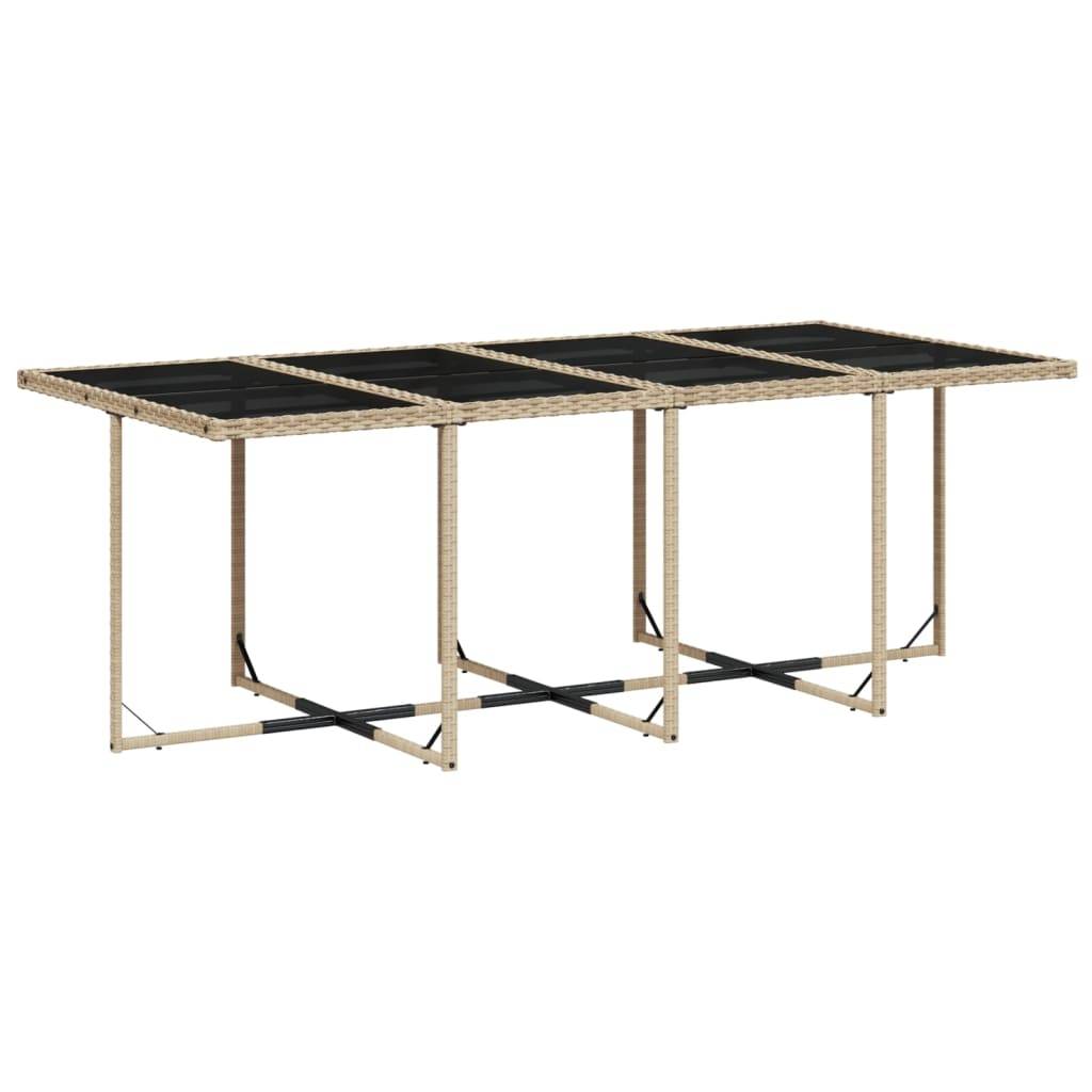 Ensemble Repas Extérieur 8 Personnes Beige, Grande Table 220cm en Verre ...