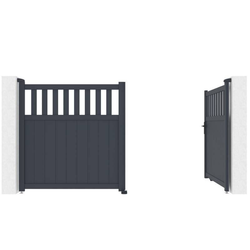 Portail battant aluminium 300x158 cm anthracite design panneaux pleins ...