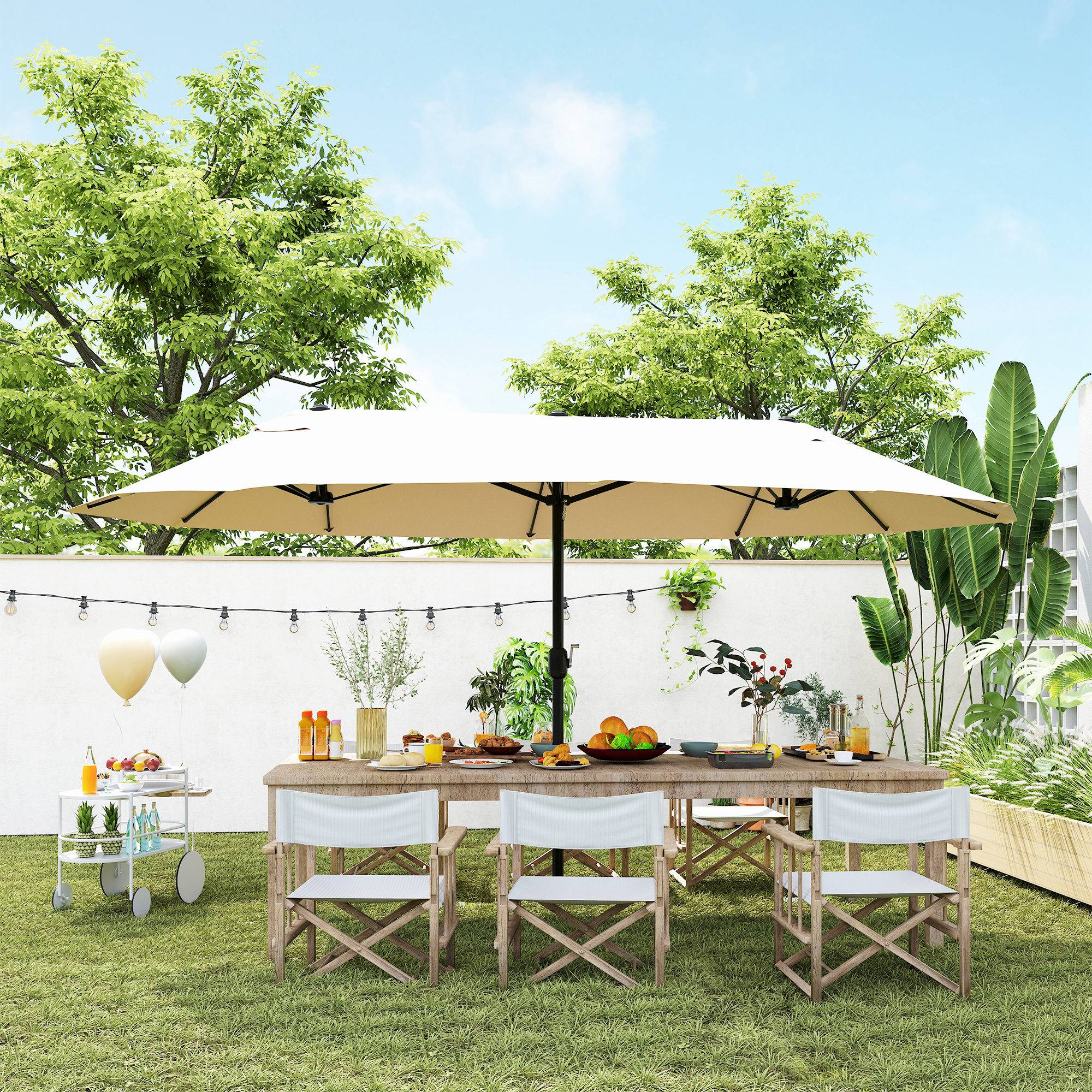 Parasol de jardin manivelle parasol double 4,6x2,7x2,4m - Acier ...