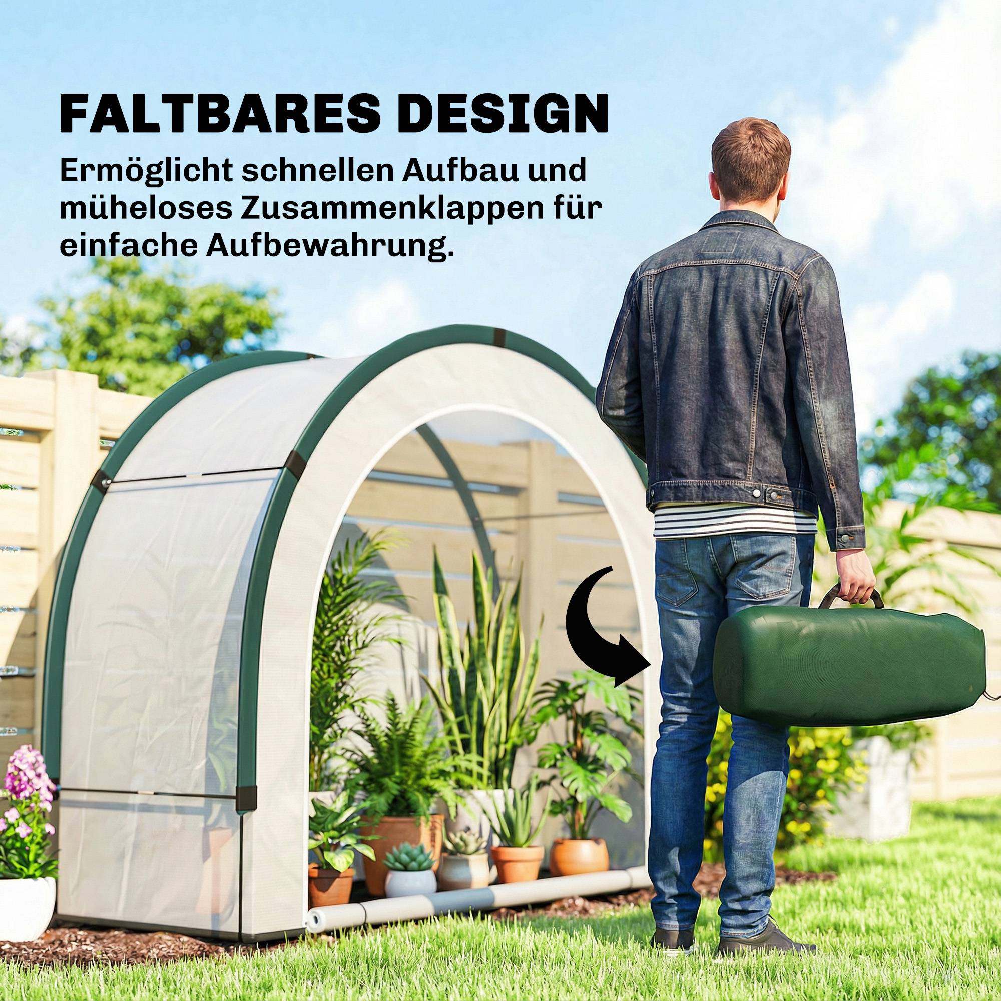 Serre tunnel pliable en PE et fibre de verre vert 200 x 80 x 164 cm ...