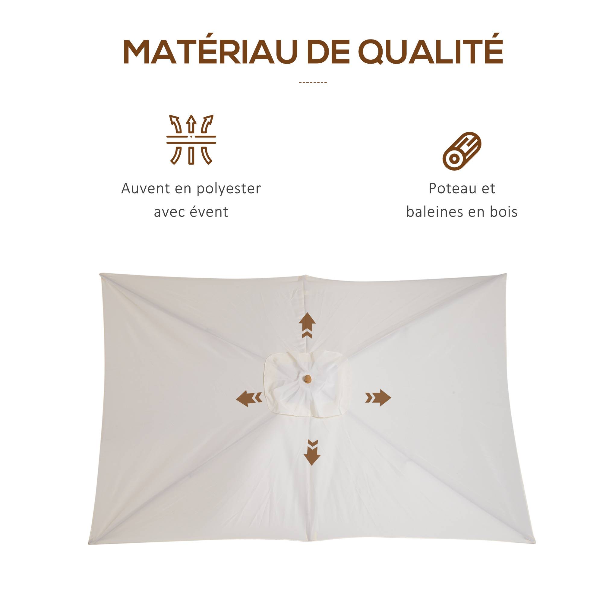 Parasol de jardin Bois Beige 295x200x255 cm - Gamm vert