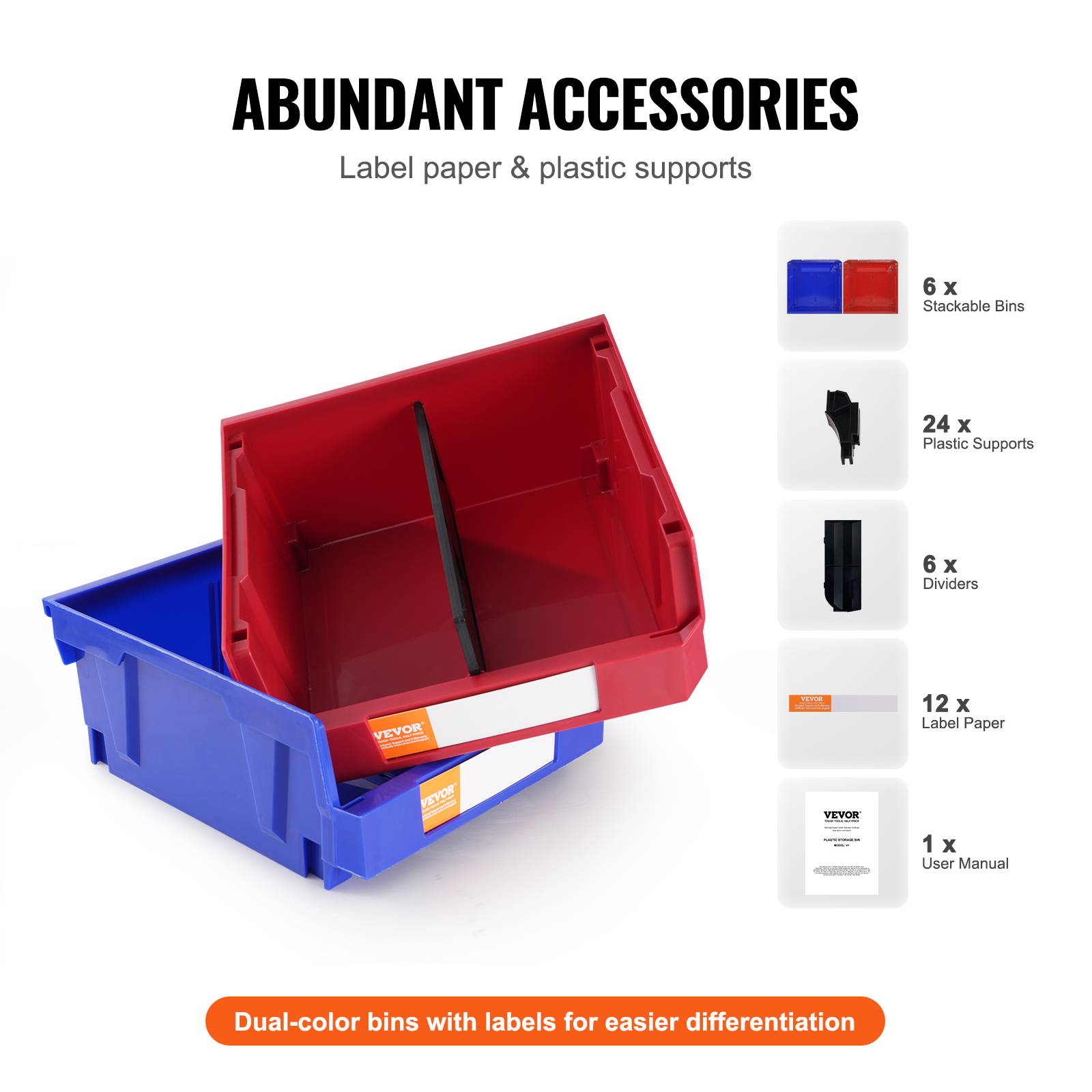Bac à bec plastique 6 boîtes empilables 276x279x128mm bleu/rouge ...