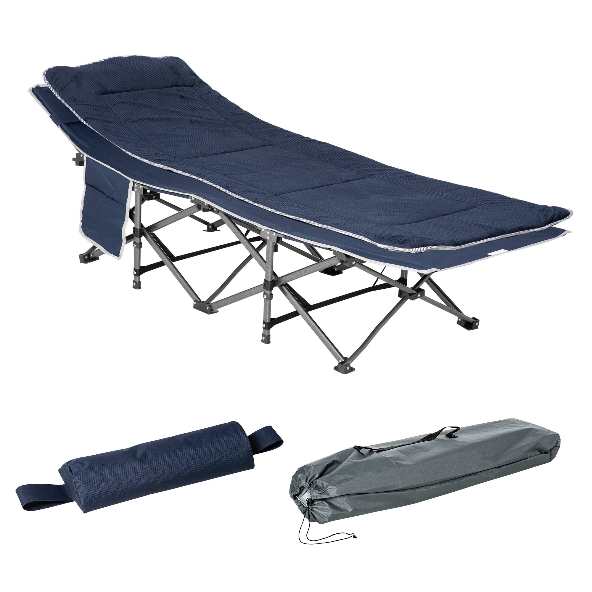 Lit de camp pliant acier bleu foncé 188 x 64.5 x 53 cm - PANGIVO - Gamm ...