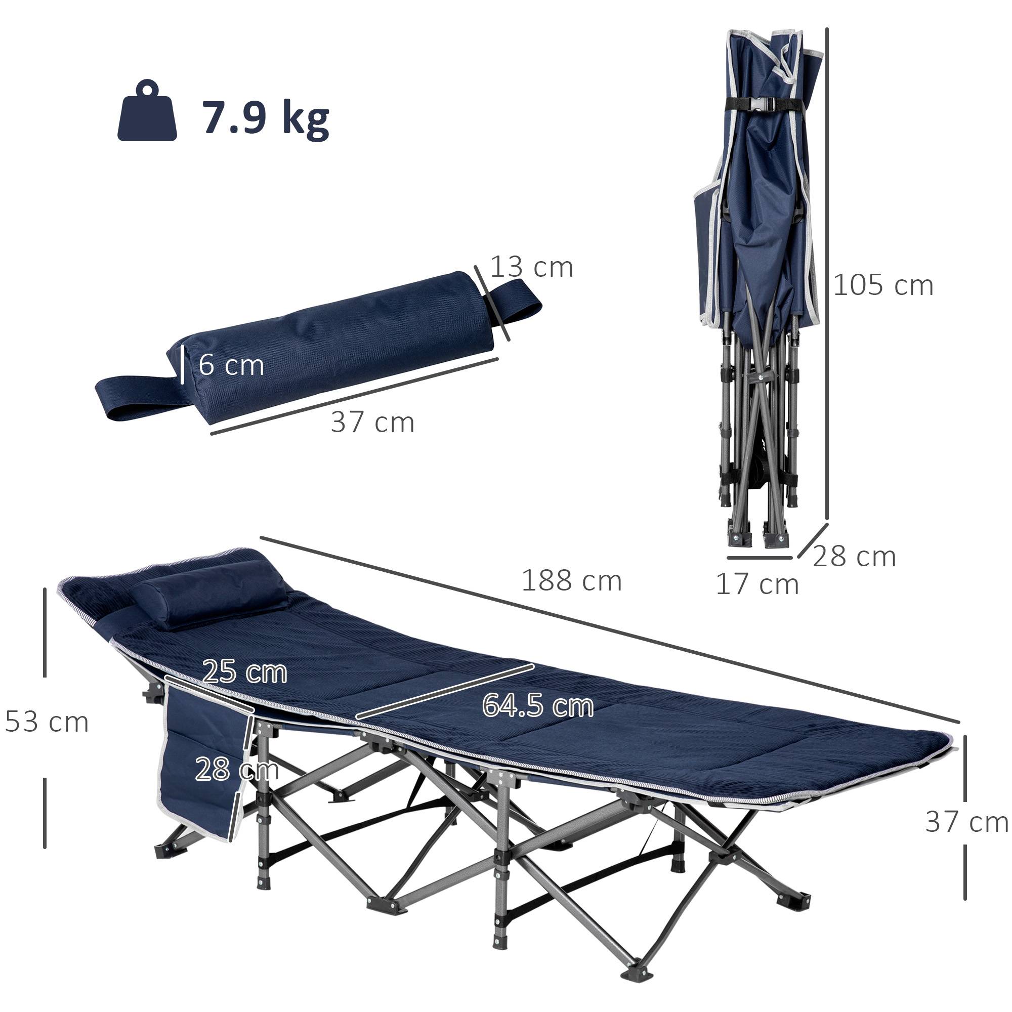 Lit de camp pliant acier bleu foncé 188 x 64.5 x 53 cm - PANGIVO - Gamm ...