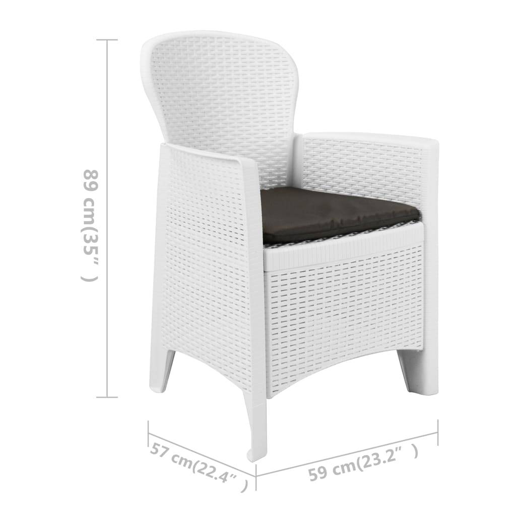 Lot de 2 chaises de jardin plastique blanc 59 x 57 x 89 cm - PANGIVO ...