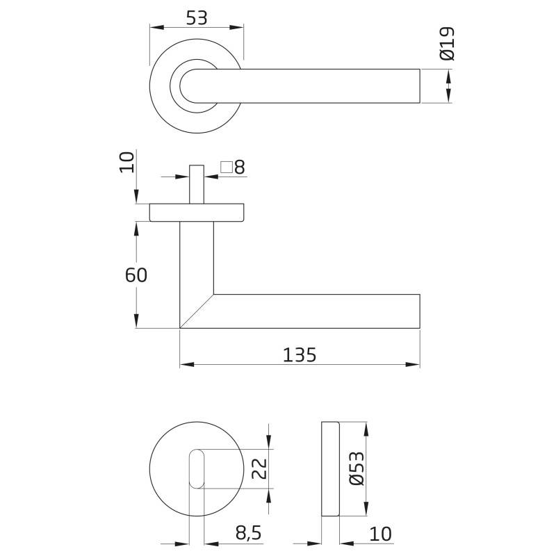 Poignées sur rosace 7RGX - 53 mm - Acier inoxydable - Mat | Amig - Gamm ...