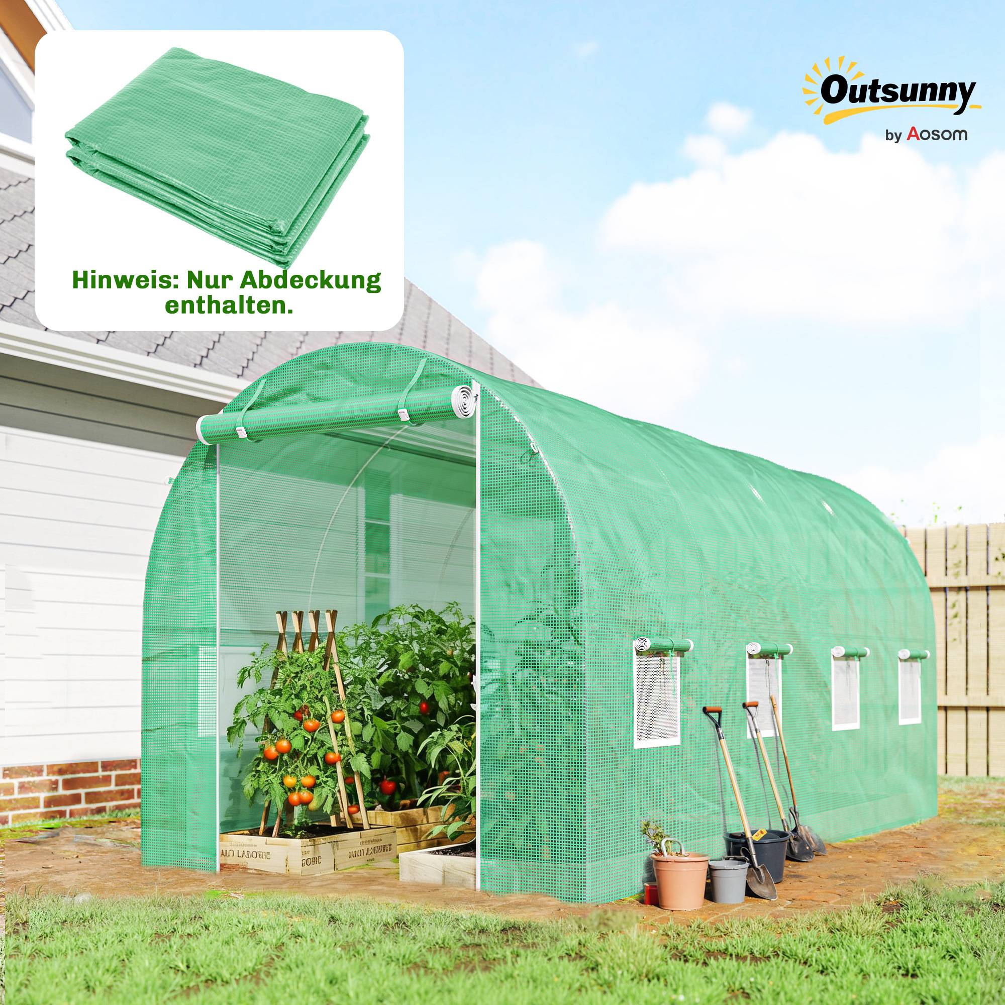 Bâche de rechange pour serre en polyéthylène vert 400 x 200 x 200 cm ...
